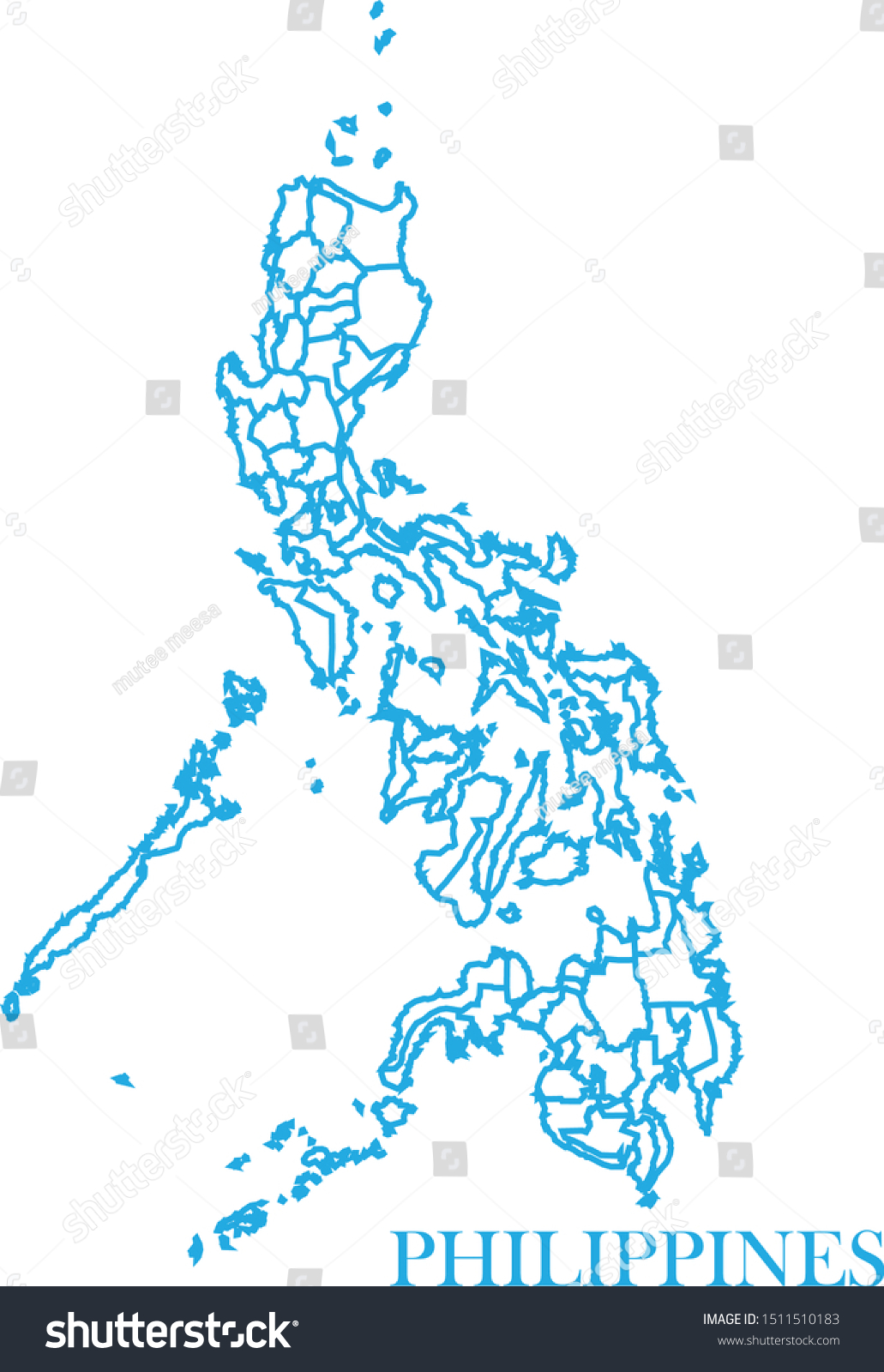 Philippine Map Blue Color Vector Stock Vector (Royalty Free) 1511510183 ...