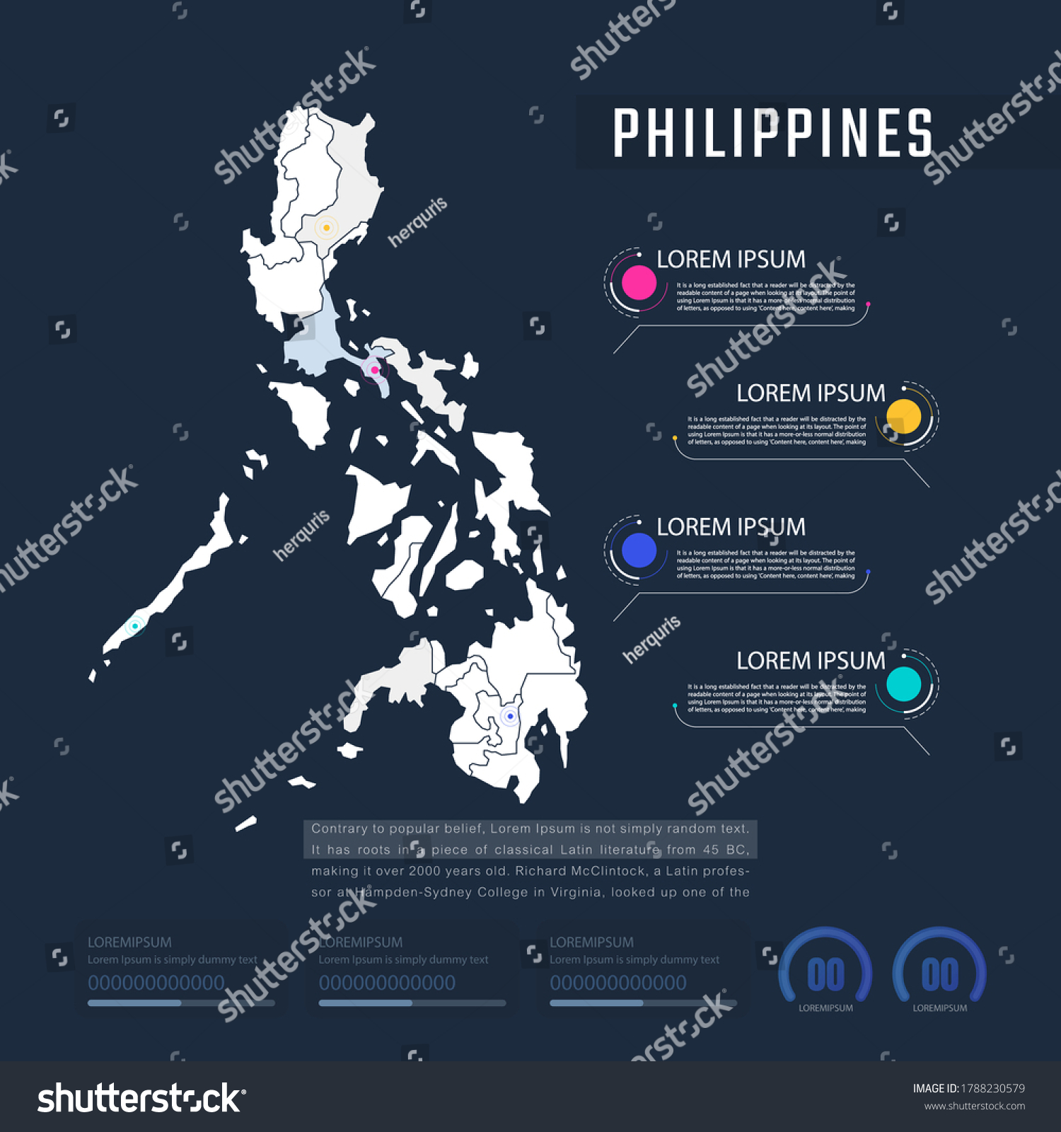 Philippines Country Map Infographics Vector Pointer 库存矢量图（免版税 ...