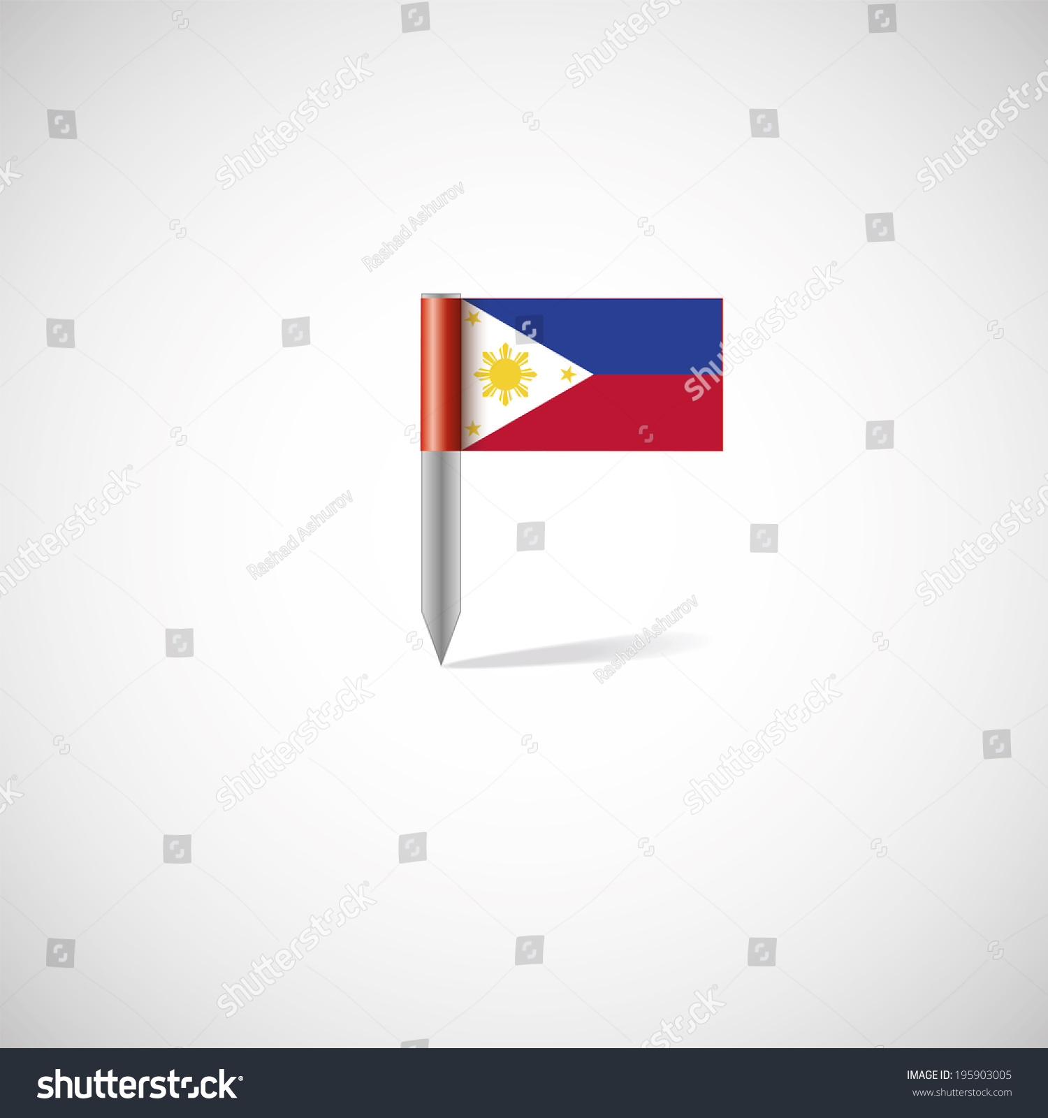 Philippines Flag Pin Stock Vector (Royalty Free) 195903005