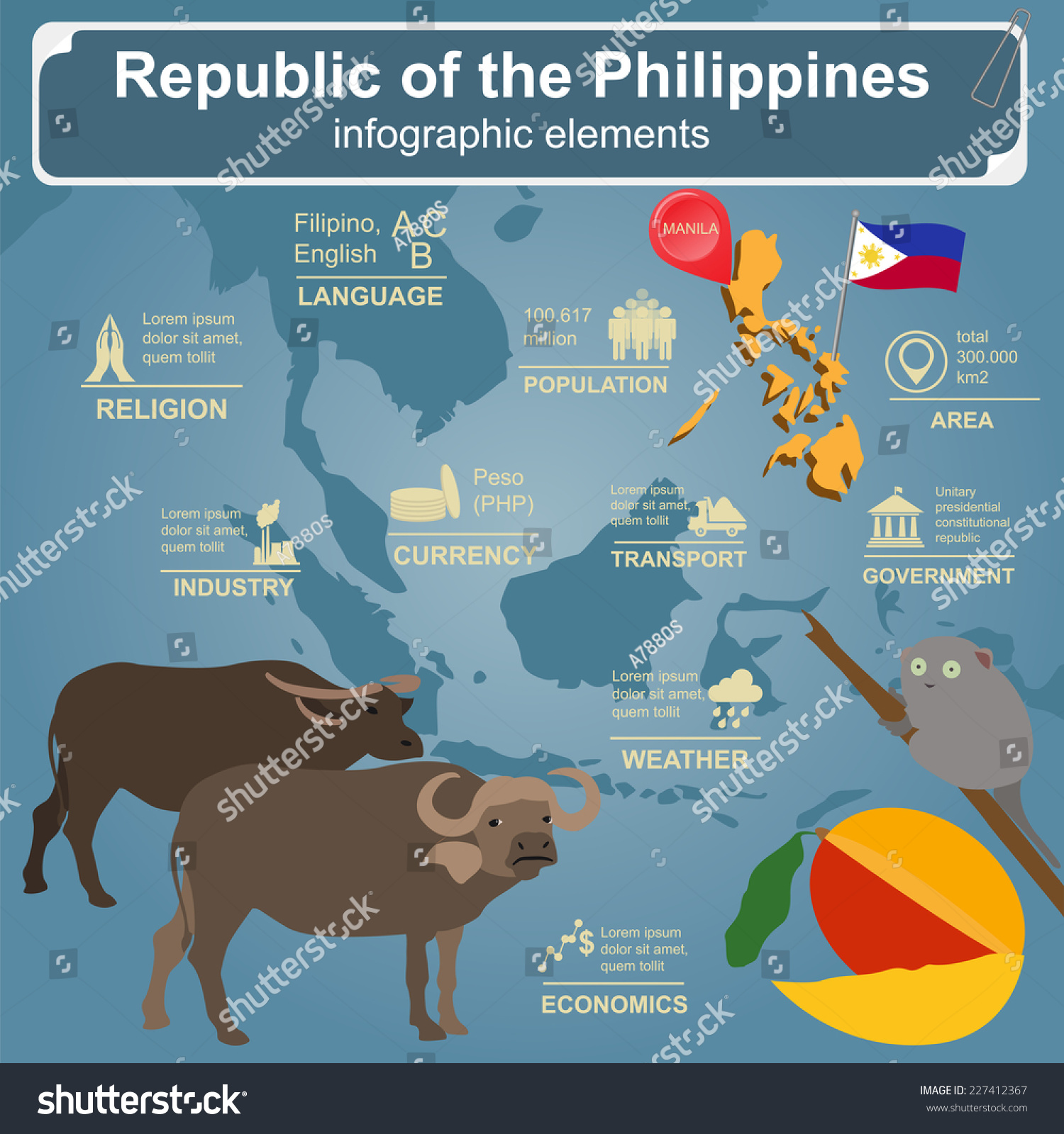 Philippines Infographics Statistical Data Sights Vector 库存矢量图（免版税 ...
