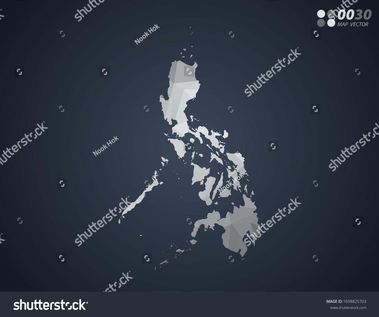 Philippines Map Grey Polygon Red Triangle Stock Vector (Royalty Free ...