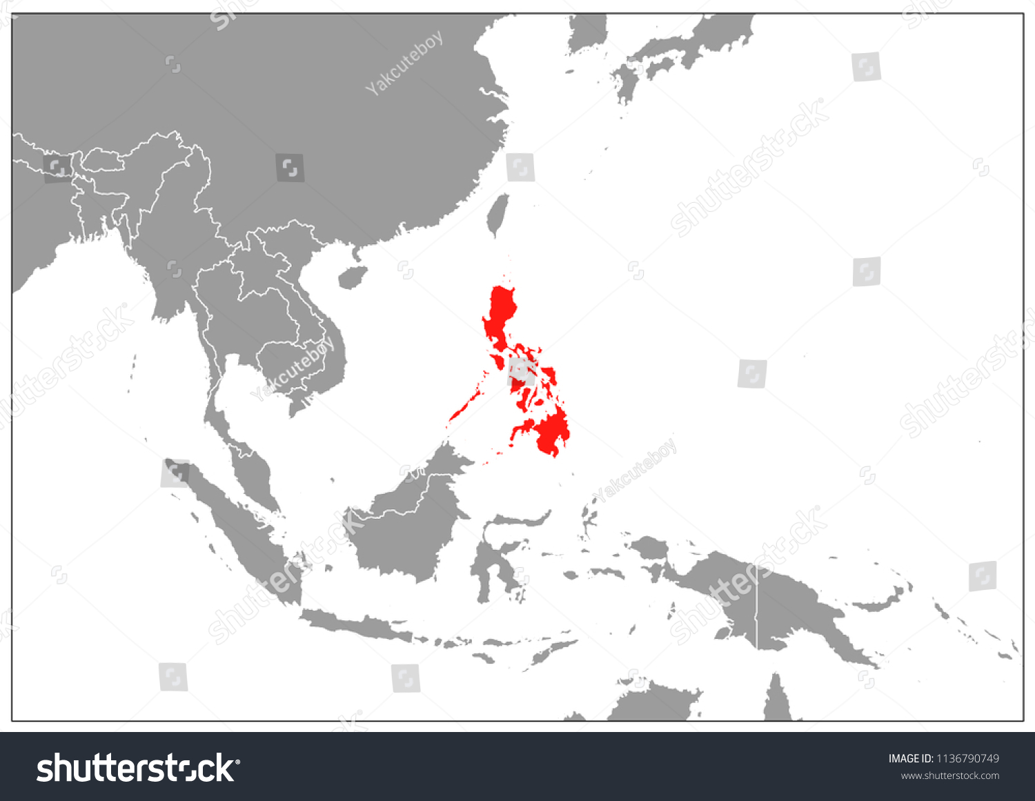 Philippines Map Gray Base Stock Vector (Royalty Free) 1136790749 ...