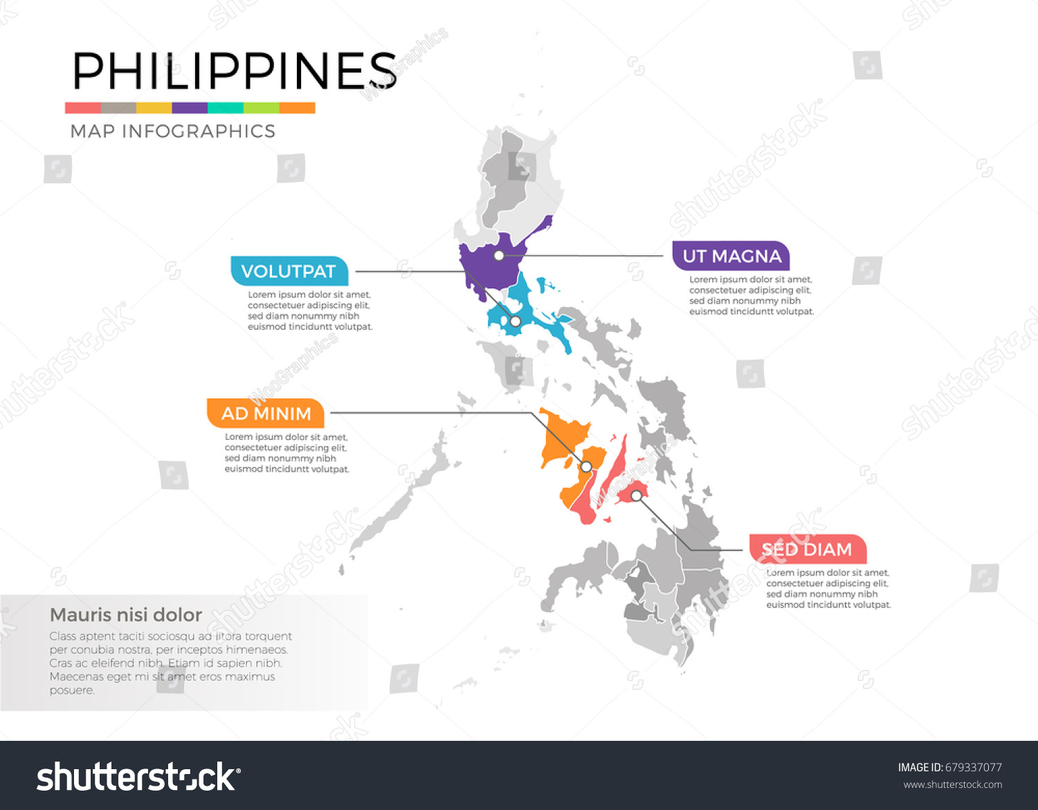 Philippines Map Infographics Vector Template Regions Stock Vector ...