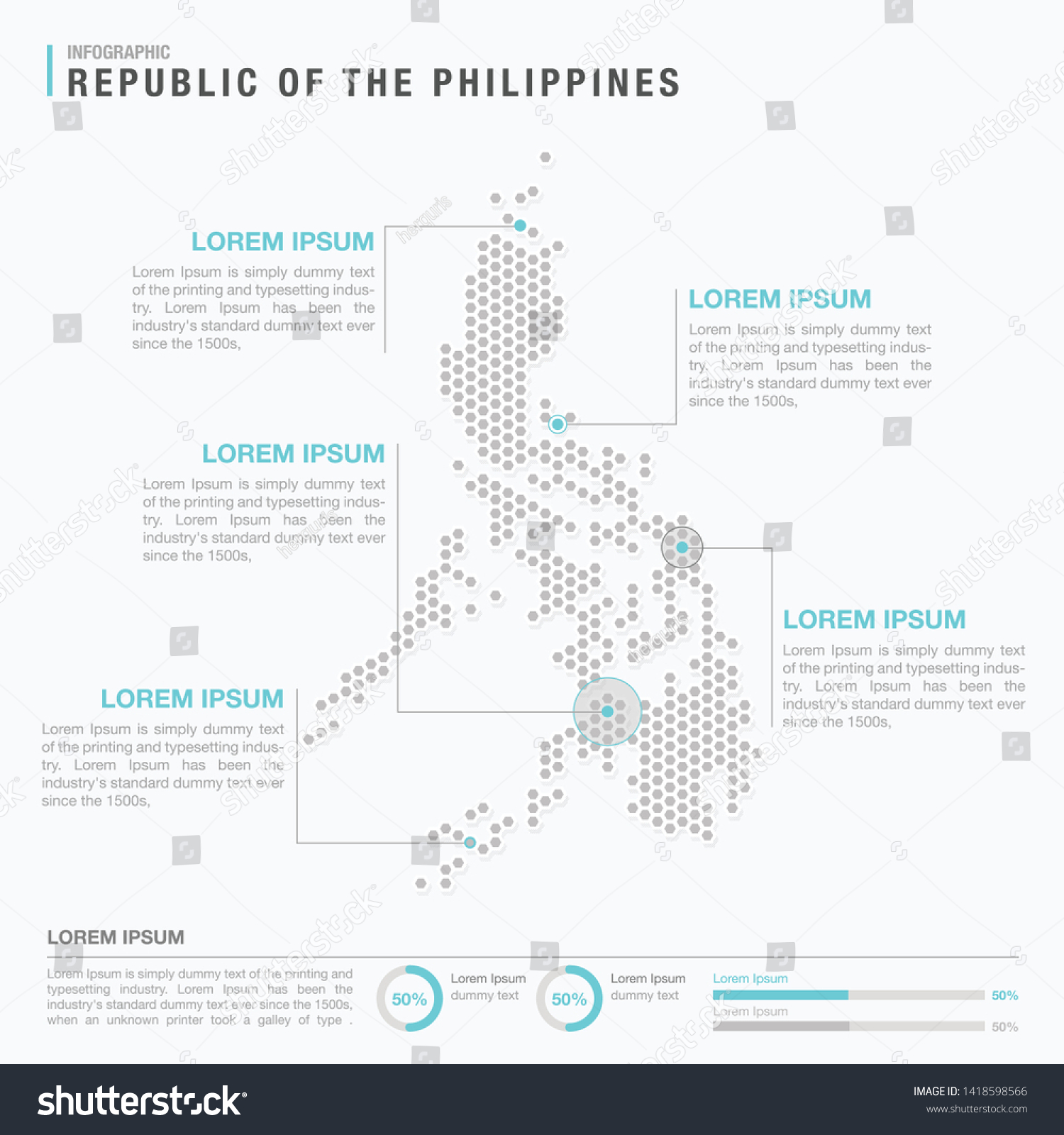 Philippines Map Infographics Abstract Pixelated Dot Stock Vector ...