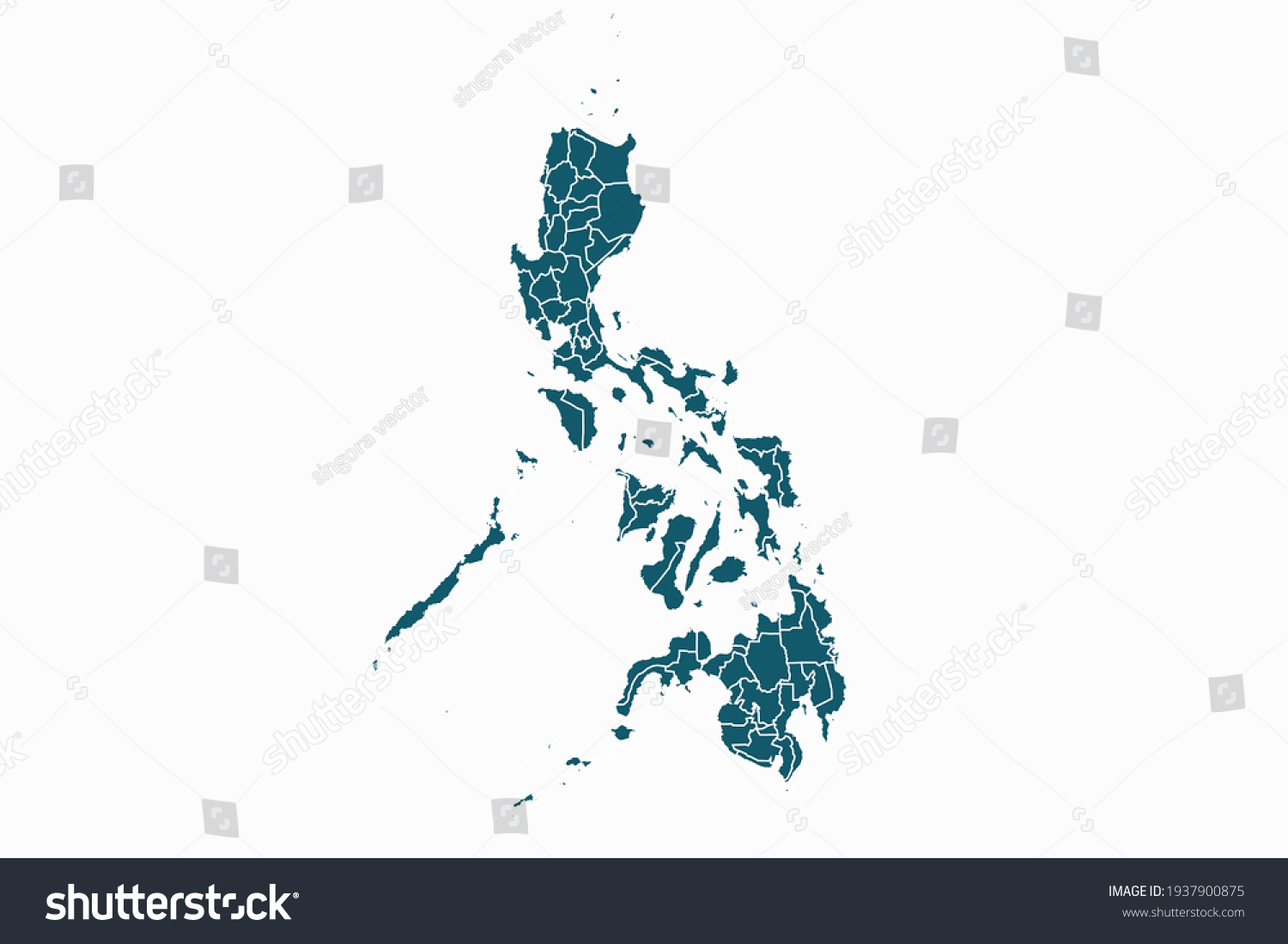 Philippines Map Vector Blue Color On Stock Vector (Royalty Free) 1937900875