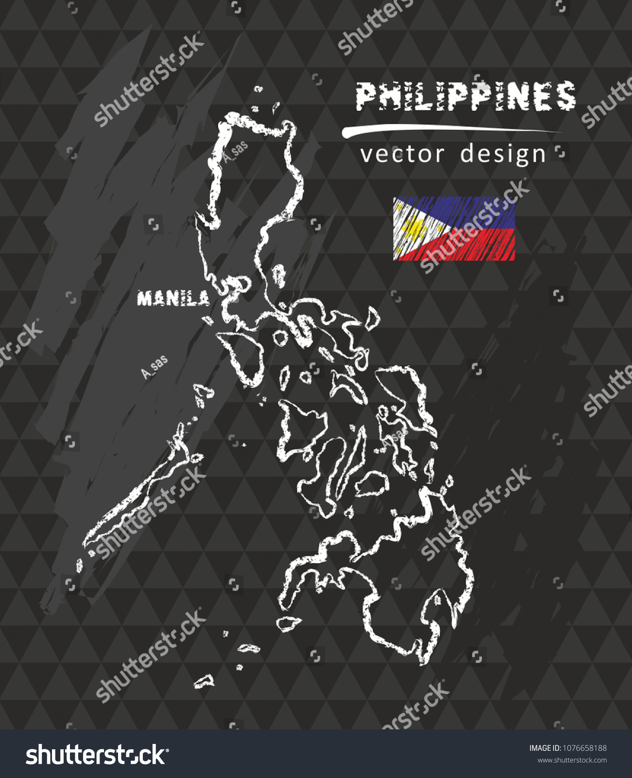 Philippines Map Vector Pen Drawing On Stock Vector (Royalty Free ...