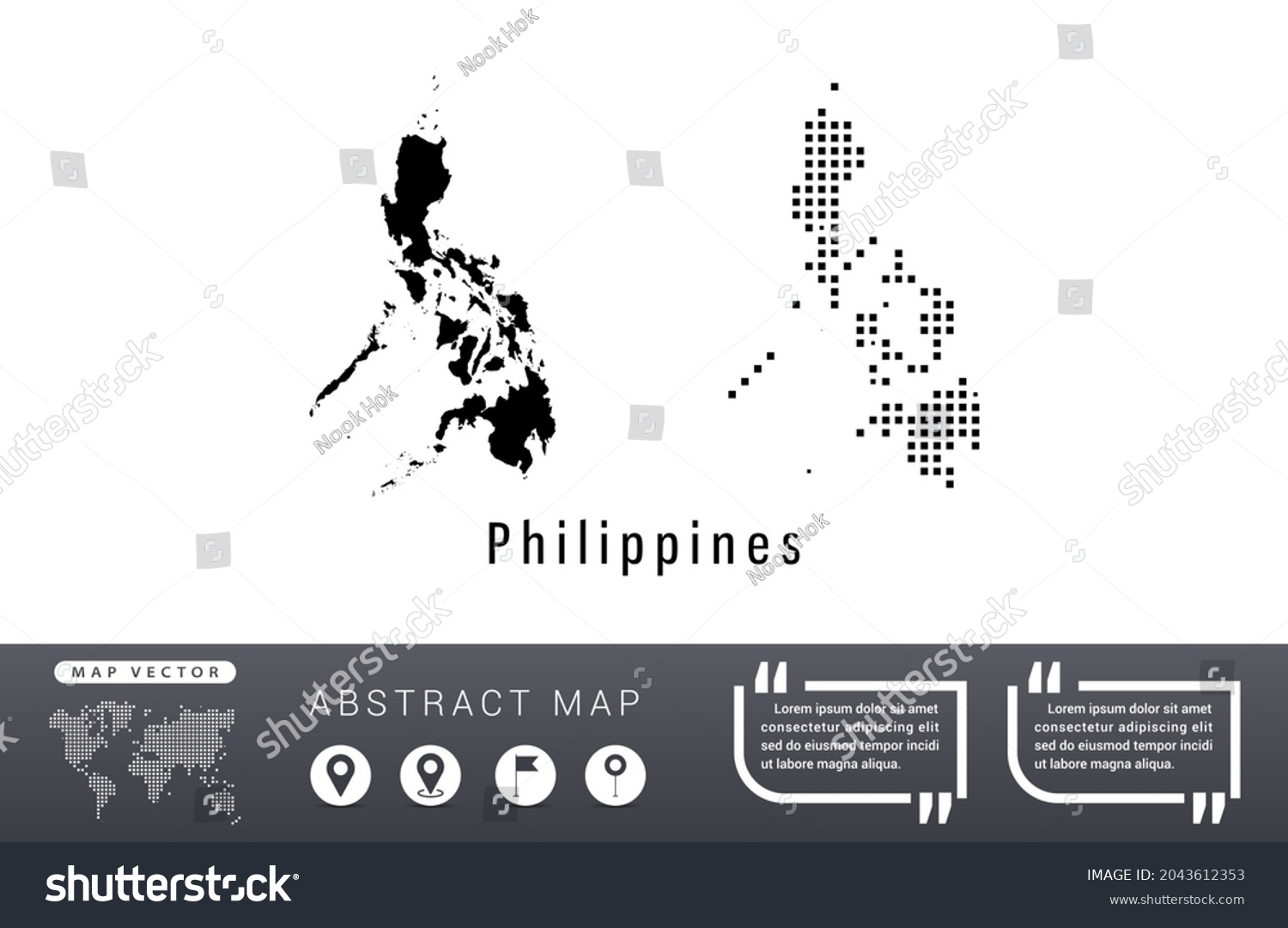 Philippines Map Vector Set Halftone Dots Stock Vector (Royalty Free ...