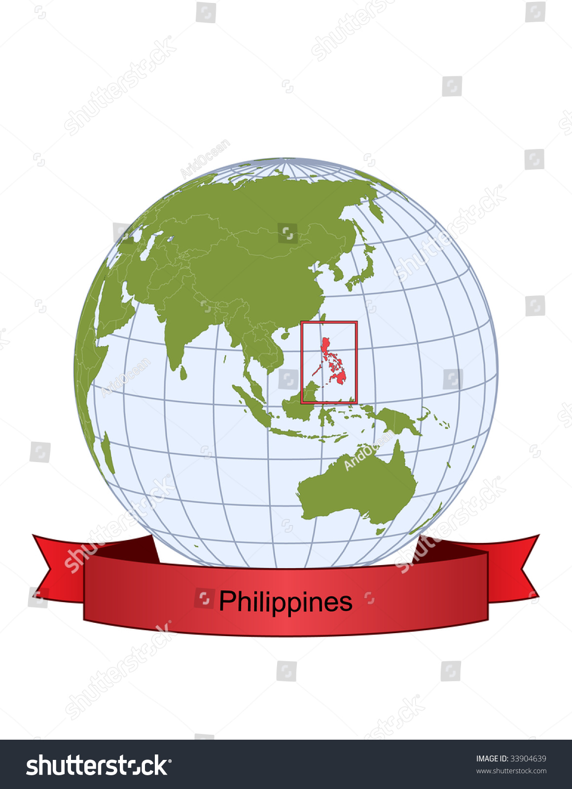 Philippines Position On Globe Stock Vector (Royalty Free) 33904639