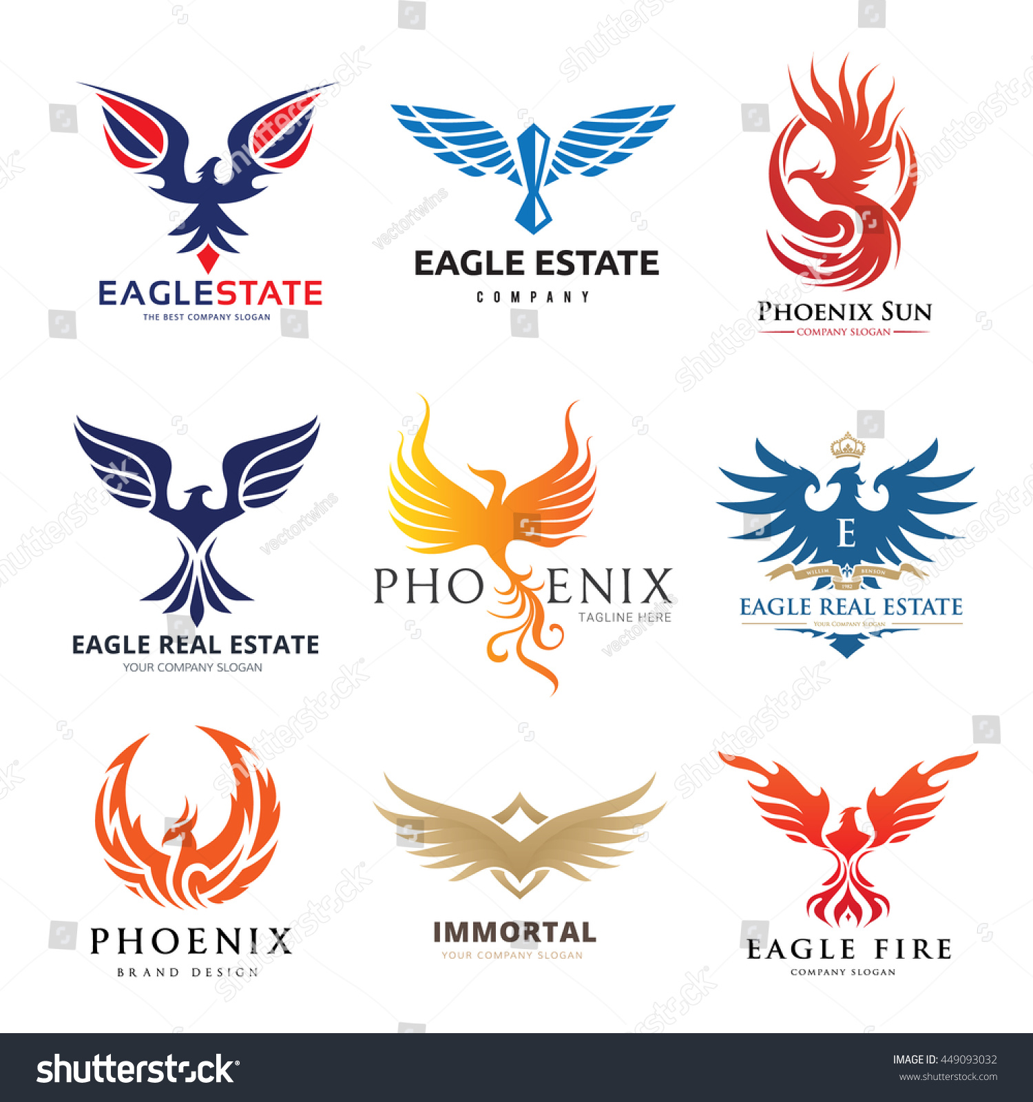 Phoenix Eagle Logo Collection Stock Vector (Royalty Free) 449093032