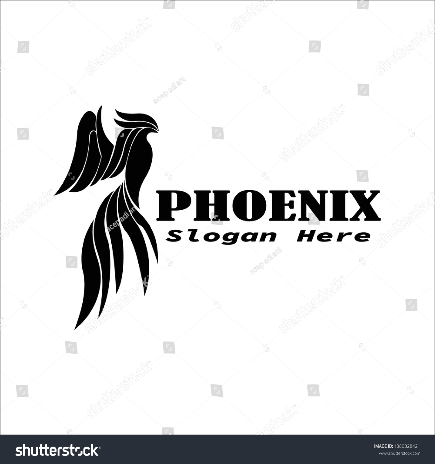 Phoenix Bird Black Simple Logo Vector Stock Vector (Royalty Free ...
