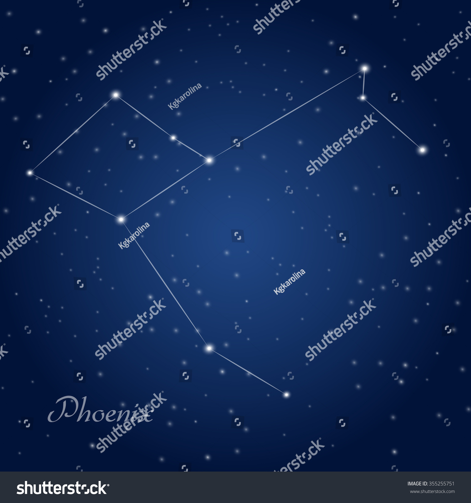 Phoenix Constellation Starry Night Sky Stock Vector (Royalty Free ...