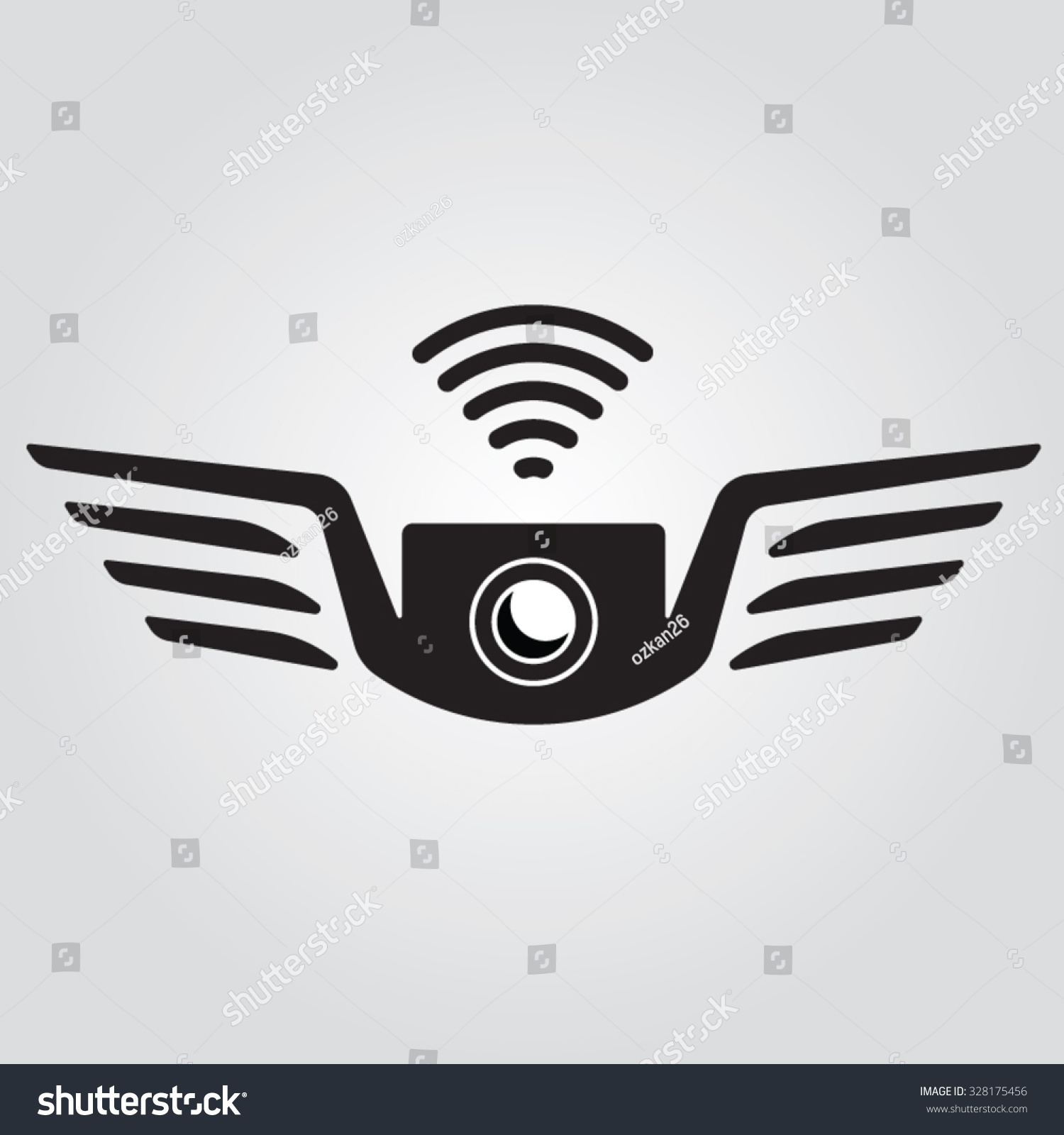Phoenix Drone Wireless Logo Black Stock Vector (Royalty Free) 328175456