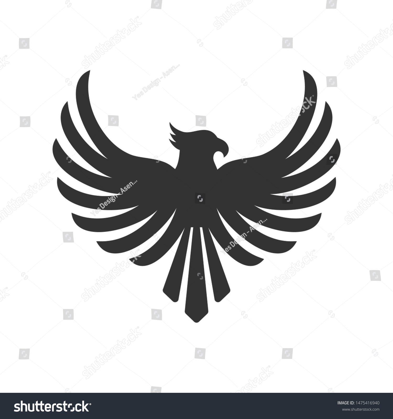 Phoenix Eagle Hawk Bird Logo Icon Stock Vector (Royalty Free) 1475416940