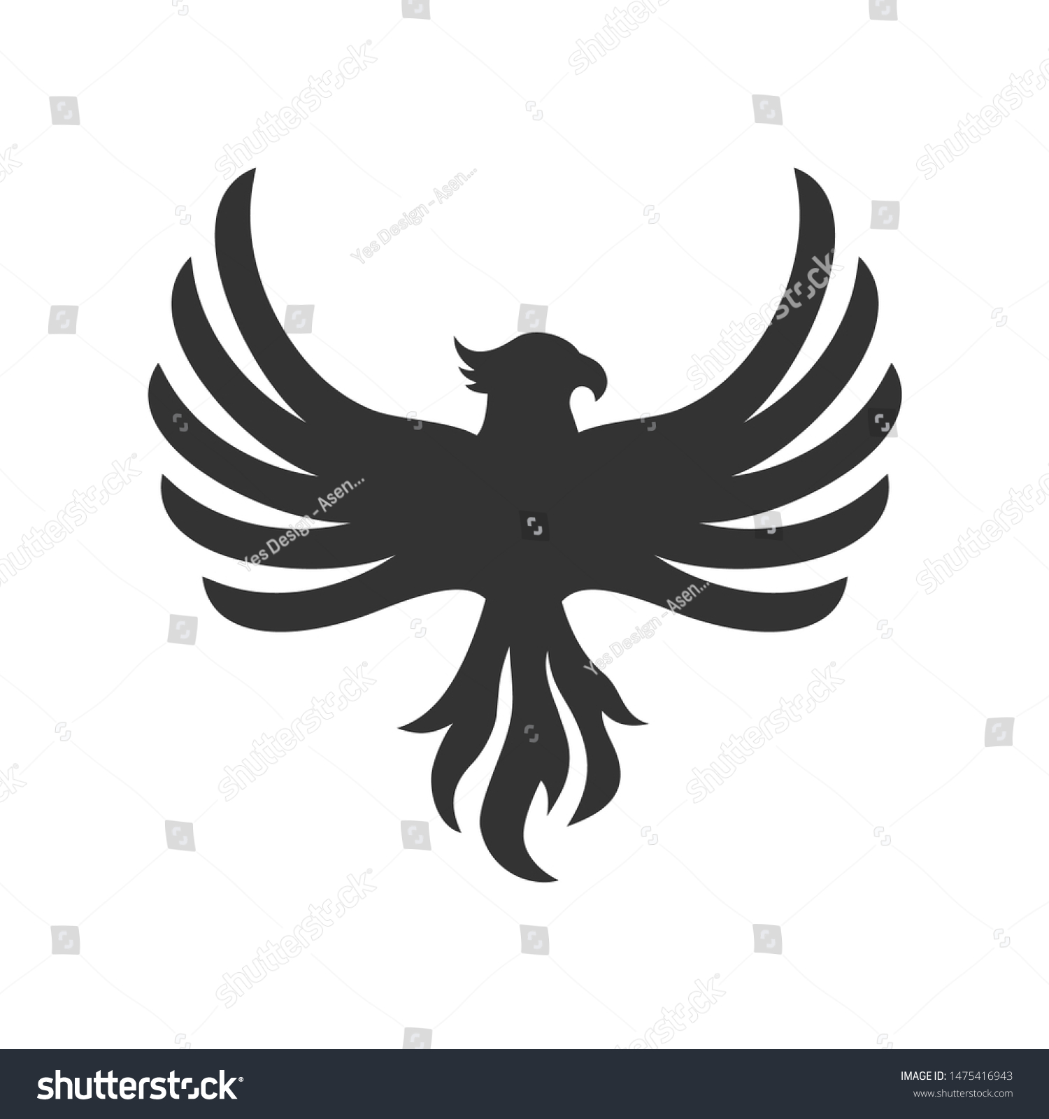 Phoenix Eagle Hawk Bird Logo Icon: vector de stock (libre de regalías ...