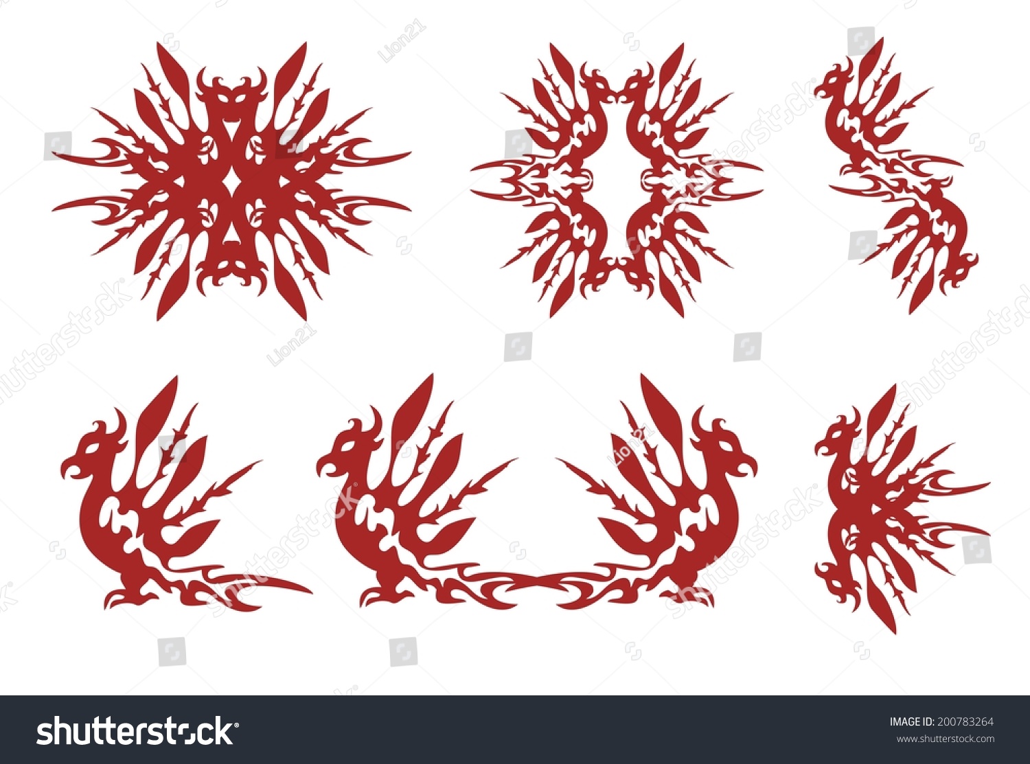 Phoenix Symbols Stock Vector (Royalty Free) 200783264