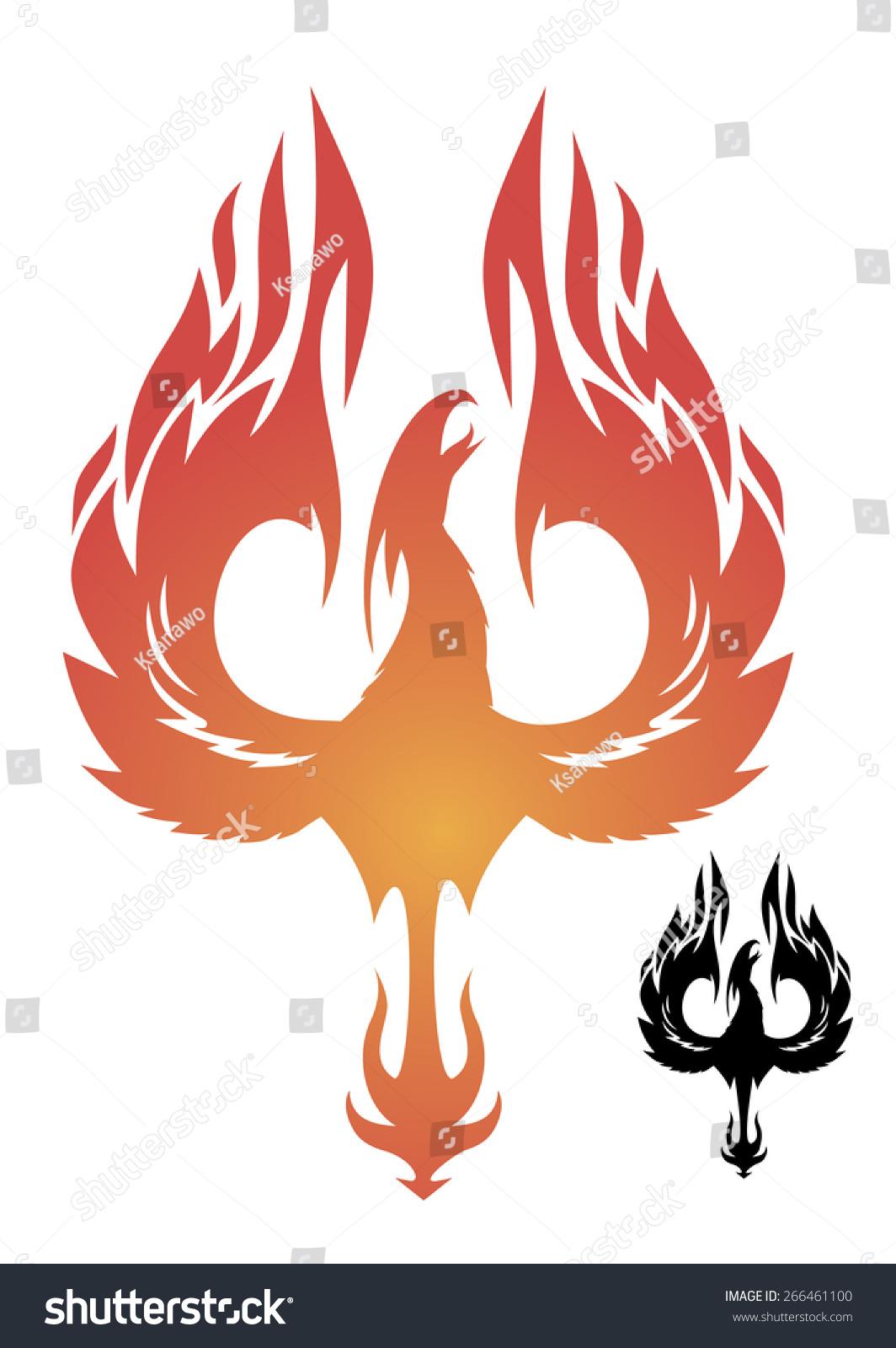 Phoenix Tattoo Vector: เวกเตอร์สต็อก (ปลอดค่าลิขสิทธิ์) 266461100