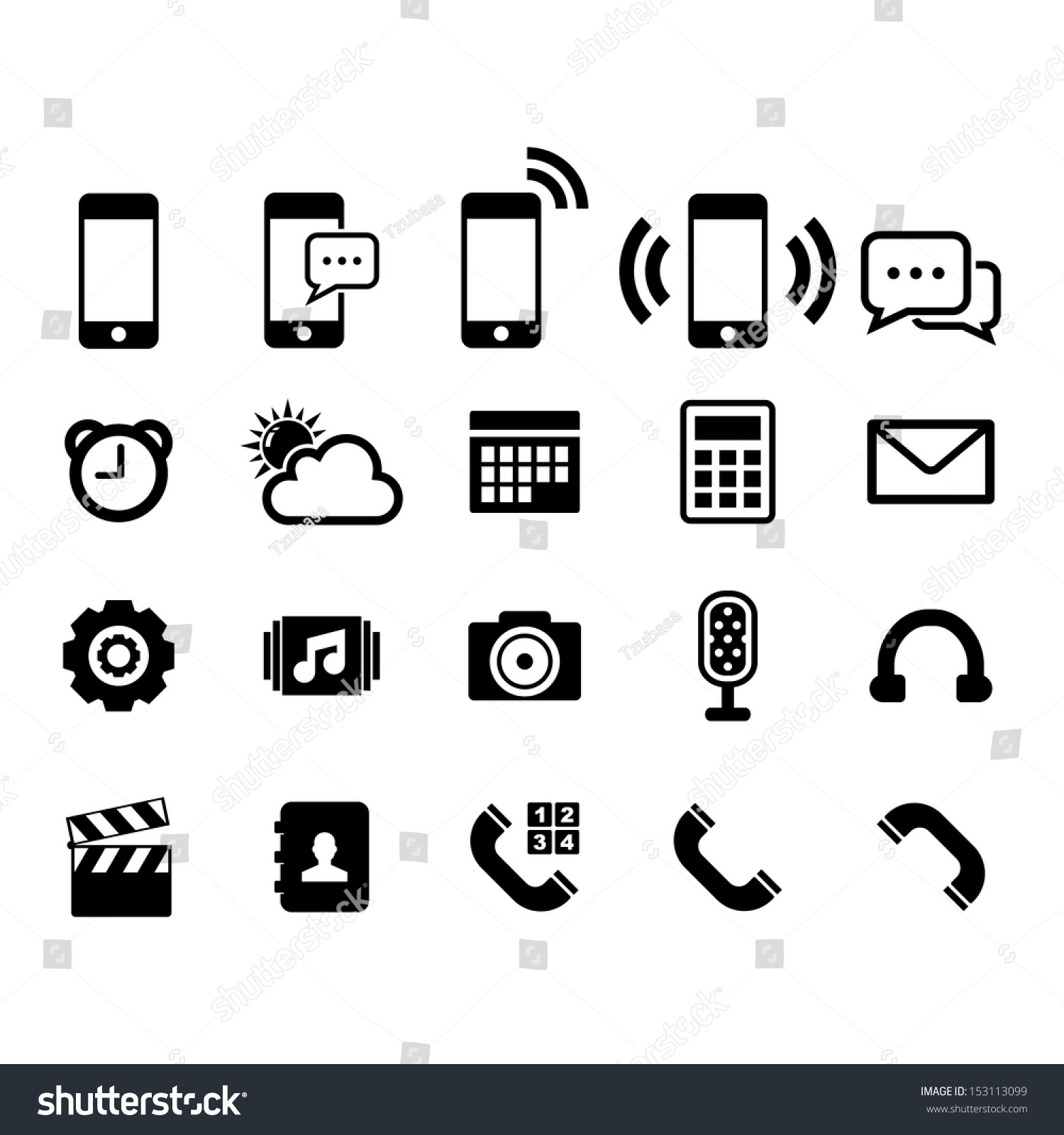 Phone Icon Set Stock Vector 153113099 - Shutterstock