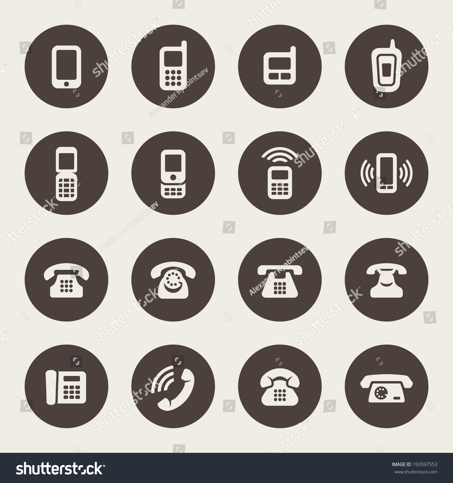 Phone Icon Set Stock Vector (Royalty Free) 193597553 | Shutterstock