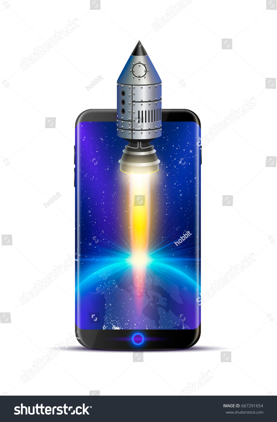 Phone Rocket Creative Idea Object Technology Stock Vector (Royalty Free ...