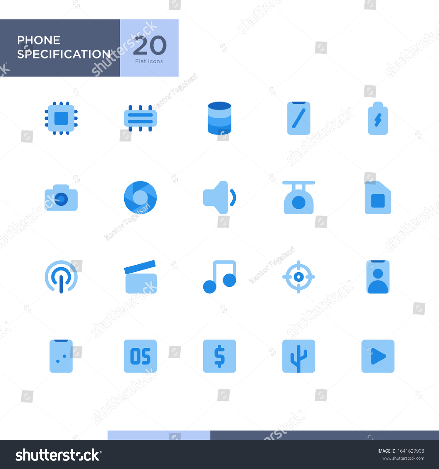 Phone Specification Icon Pack Flat Style Stock Vector (Royalty Free ...