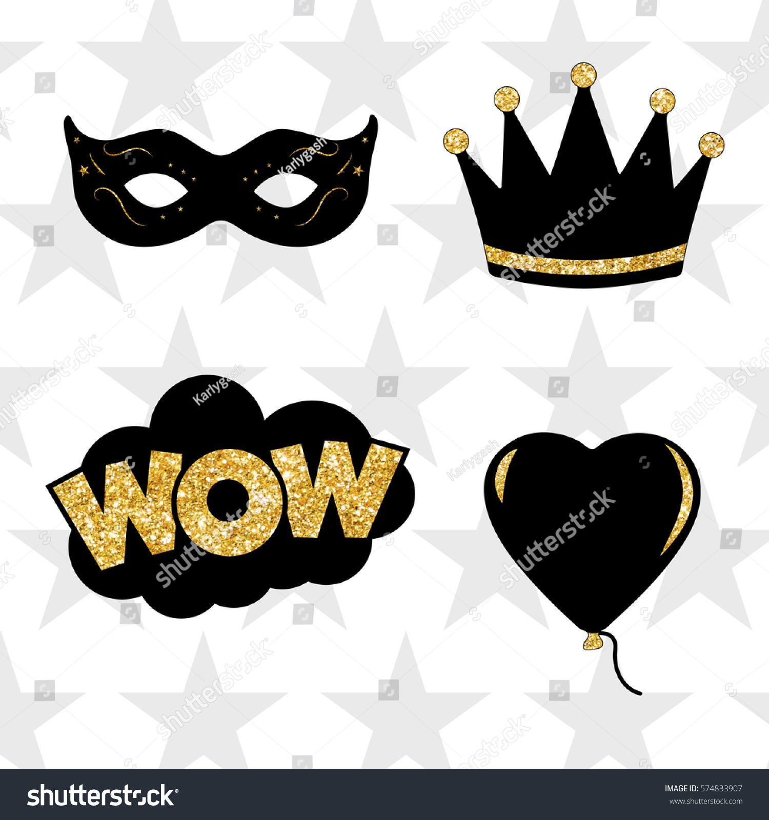 Photo Booth Props Vector Illustration Stock Vector (Royalty Free) 574833907