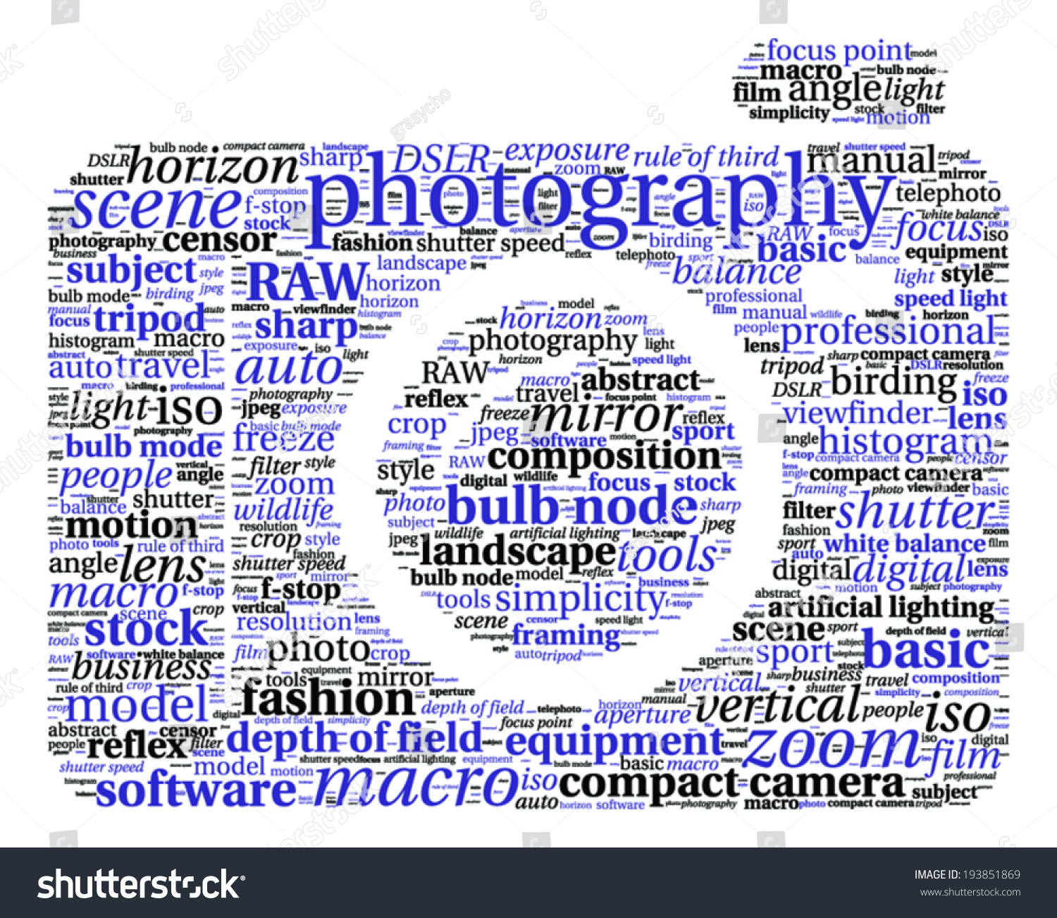 Photography Concept Word Cloud Camera Shape Stock Vector (Royalty Free ...
