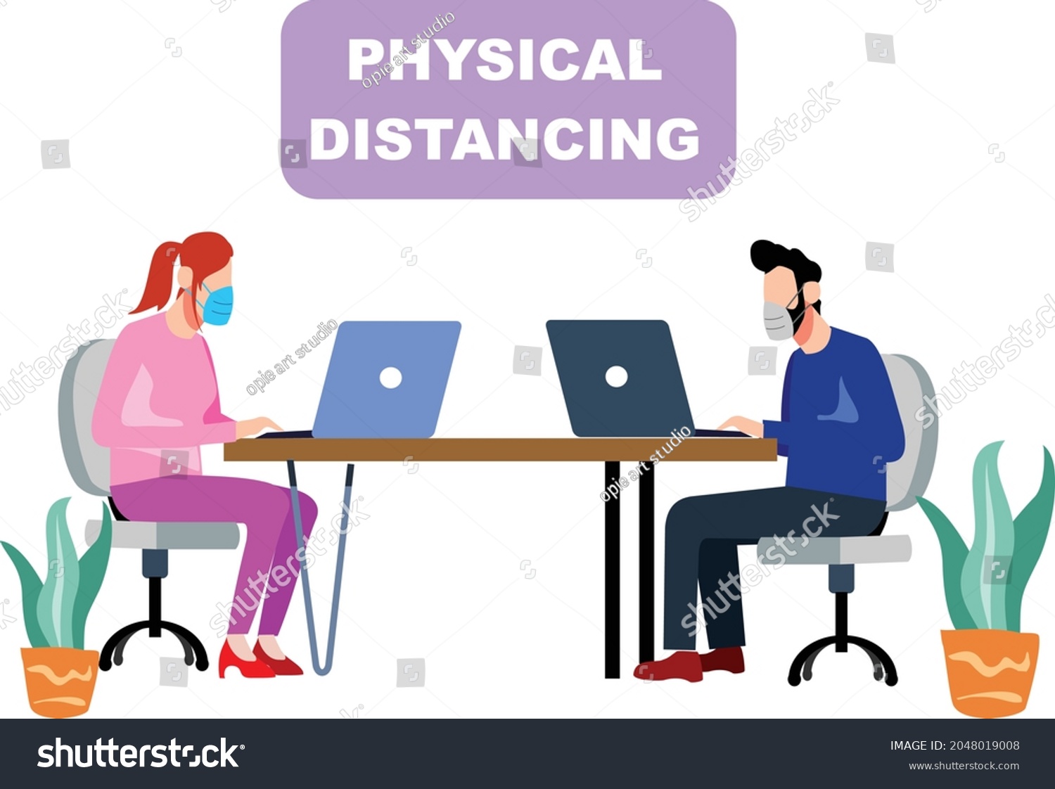 Physical Distancing Character Vector Illustration Stock Vector (Royalty ...