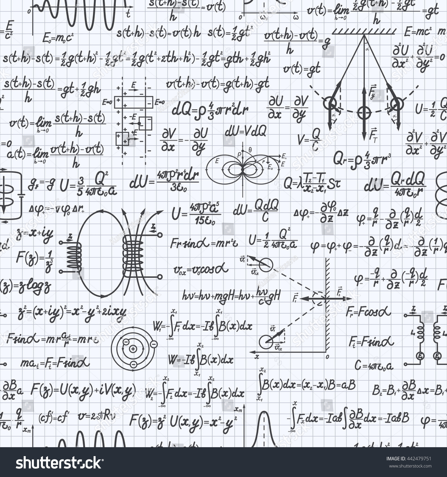Physical Vector Seamless Pattern Formulas Equations Stock Vector ...