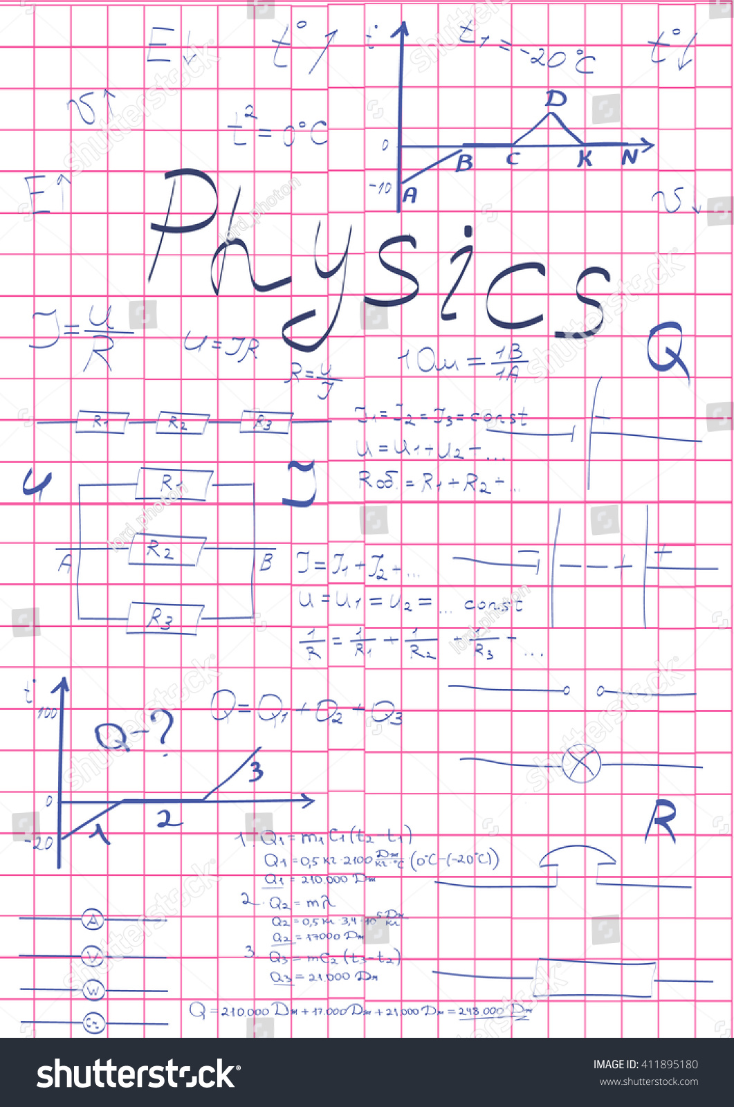 Physics Formulas Drawing School Notebook Vector Stock Vector (Royalty ...