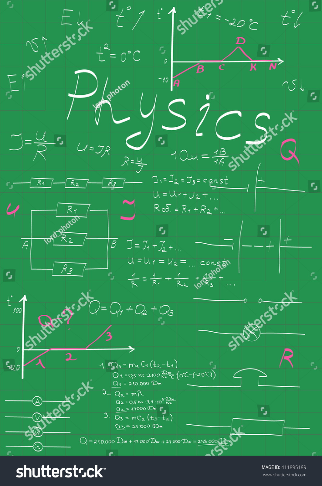 Physics Formulas Drawing On School Board Stock Vector (Royalty Free ...