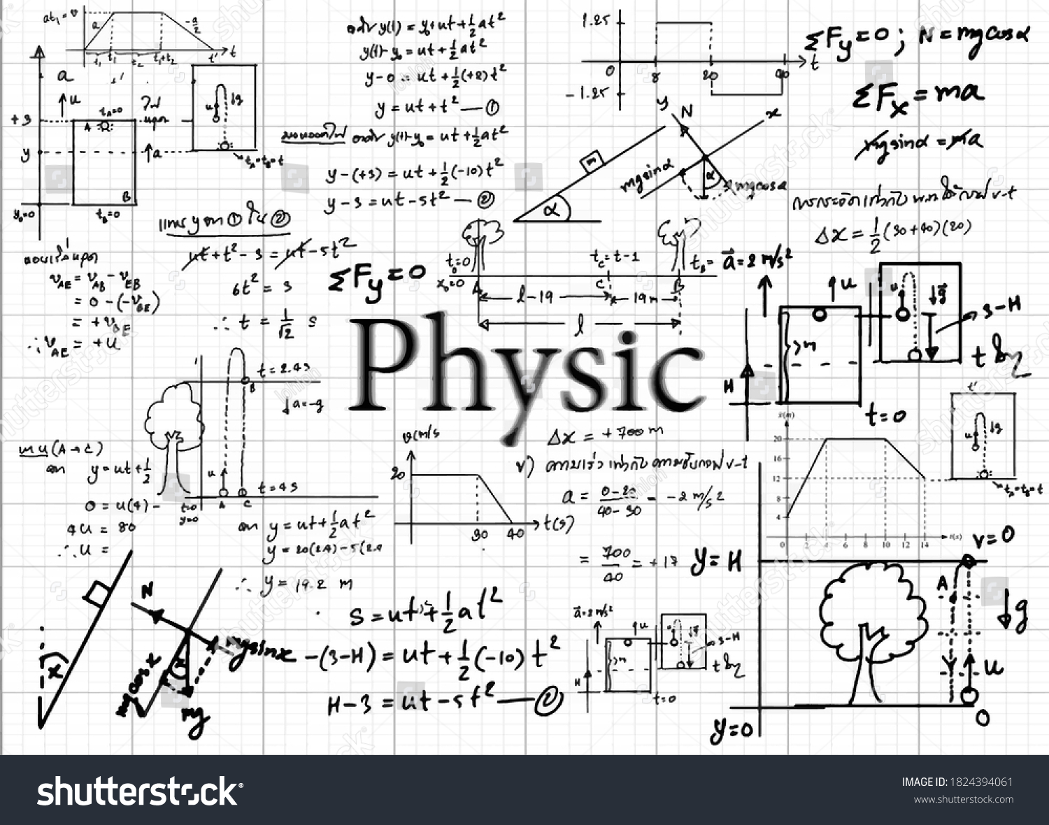 Physics Formulas Drawn By Hand On Stock Vector (Royalty Free ...
