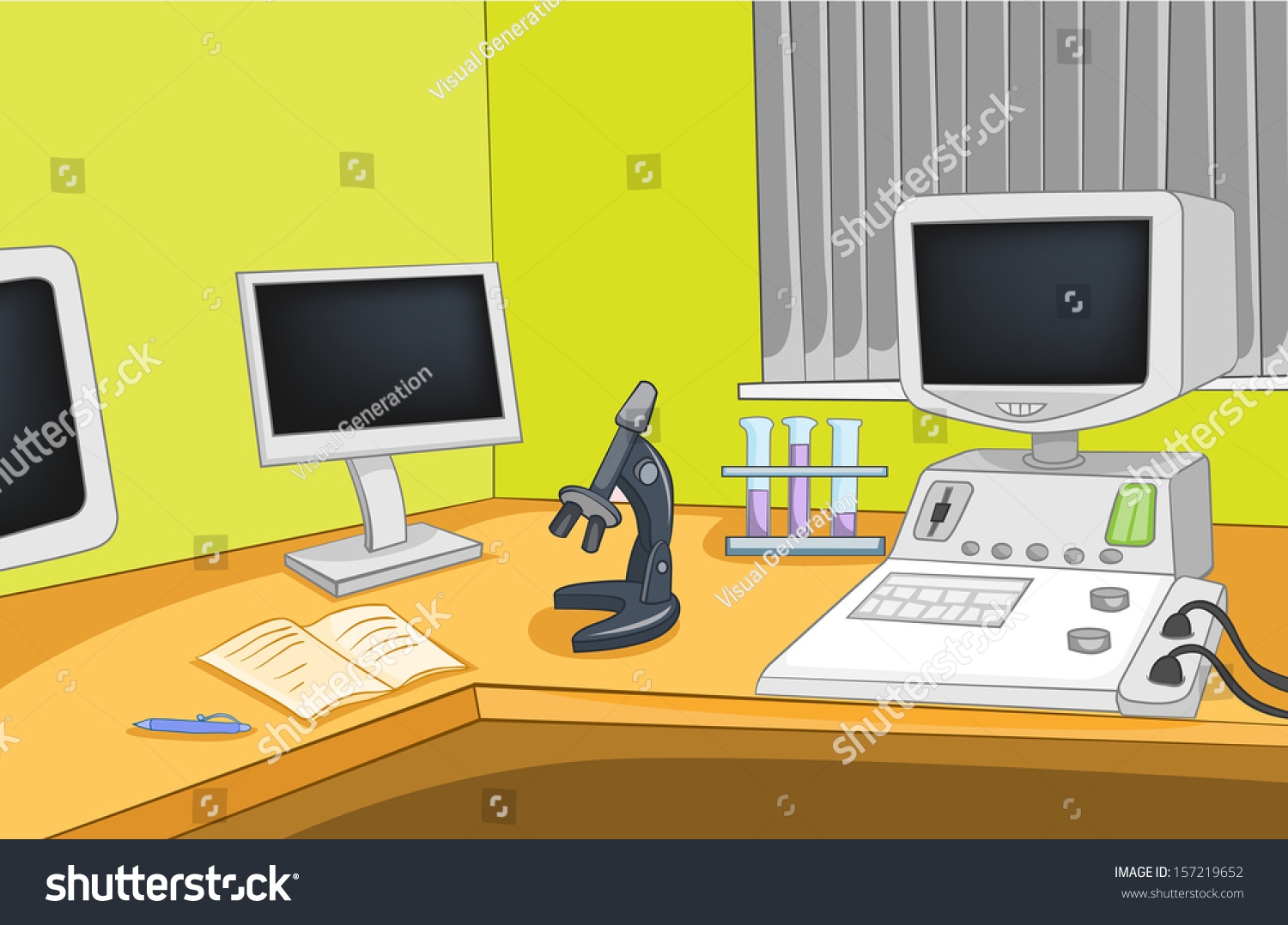 Physics Laboratory Cartoon Background Vector Illustration Stock Vector ...