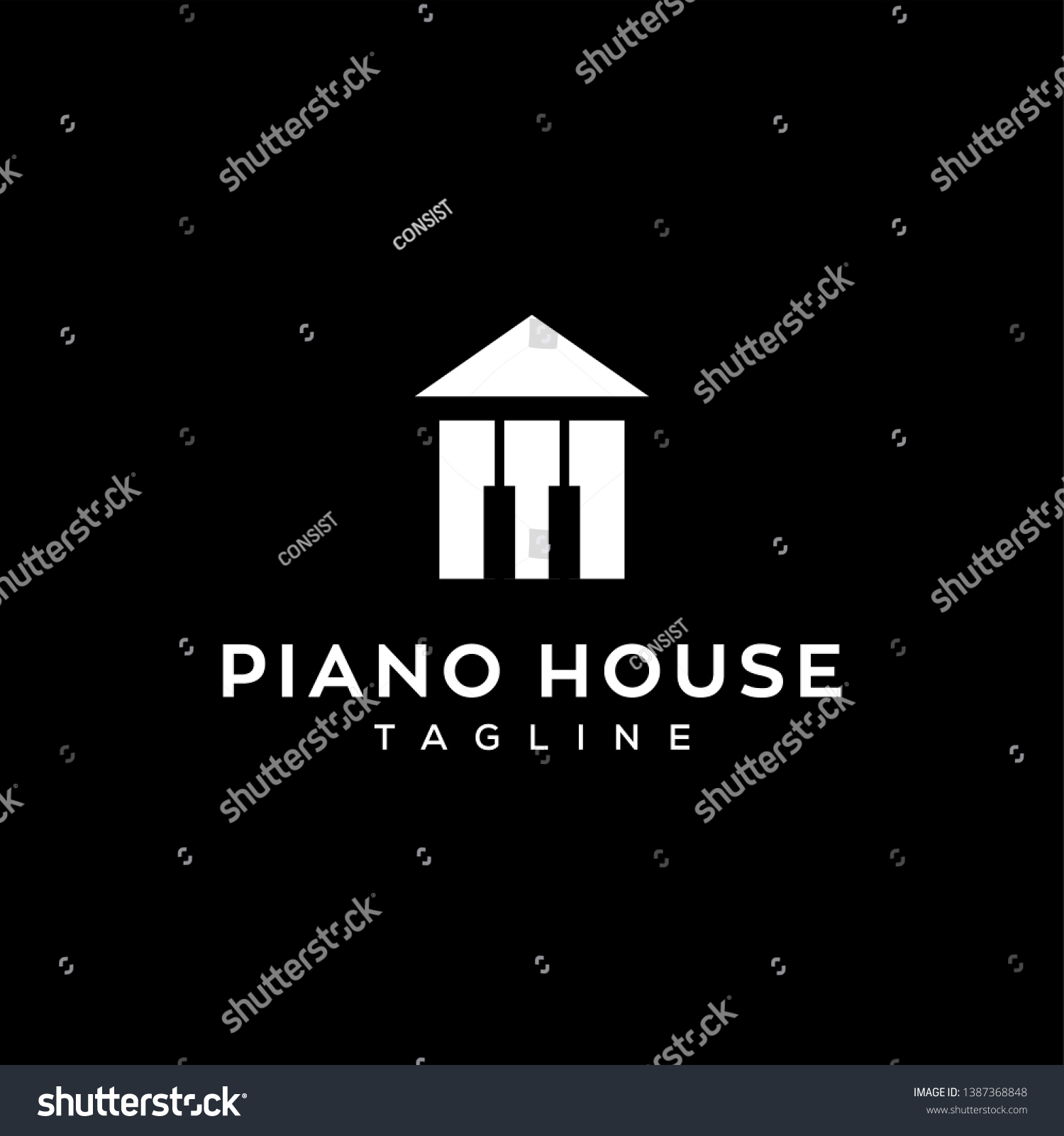 Piano House Vector Logo Design Stock Vector (Royalty Free) 1387368848 ...