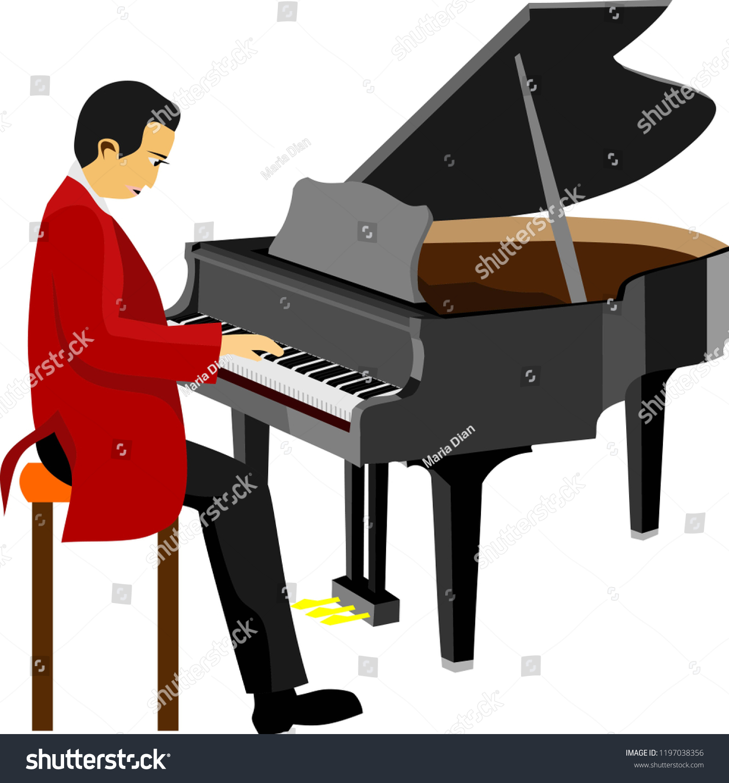 Piano Player Vector Illustration Stock Vector (Royalty Free) 1197038356