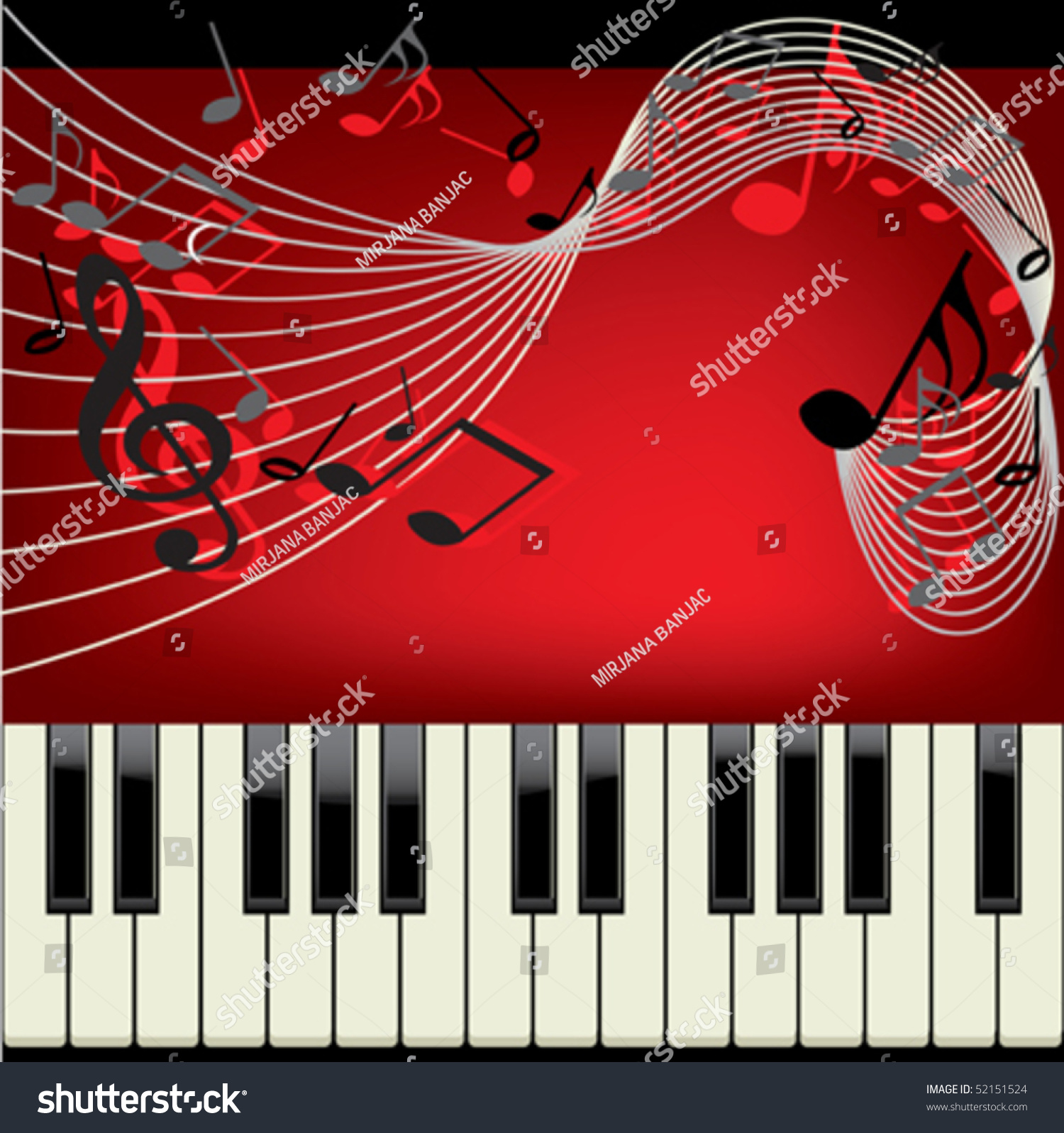Piano Vector Background Musical Notes Stock Vector (Royalty Free) 52151524