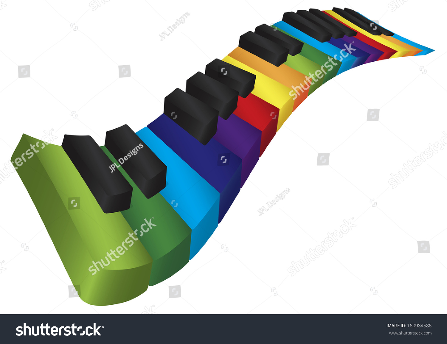 Piano Wavy Keyboard Rainbow Colors Keys Stock Vector Royalty Free