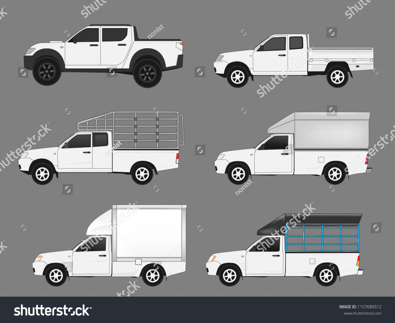 Vektor Stok Pickup Truck Vector Set (Tanpa Royalti) 1157689312 ...