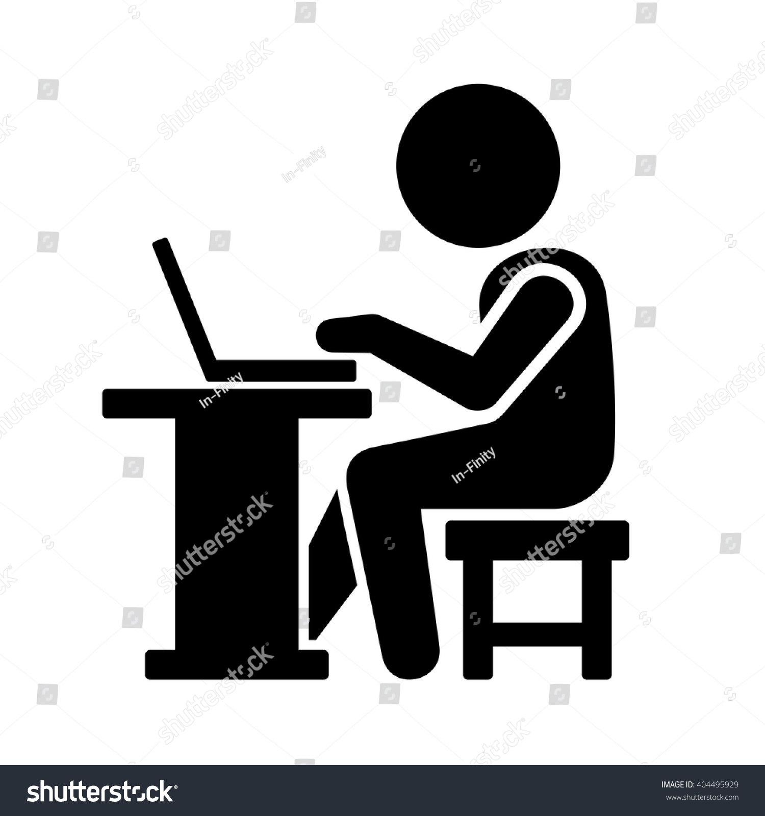 Pictogram Businessman Working On Computer Vector Stock Vector (Royalty ...
