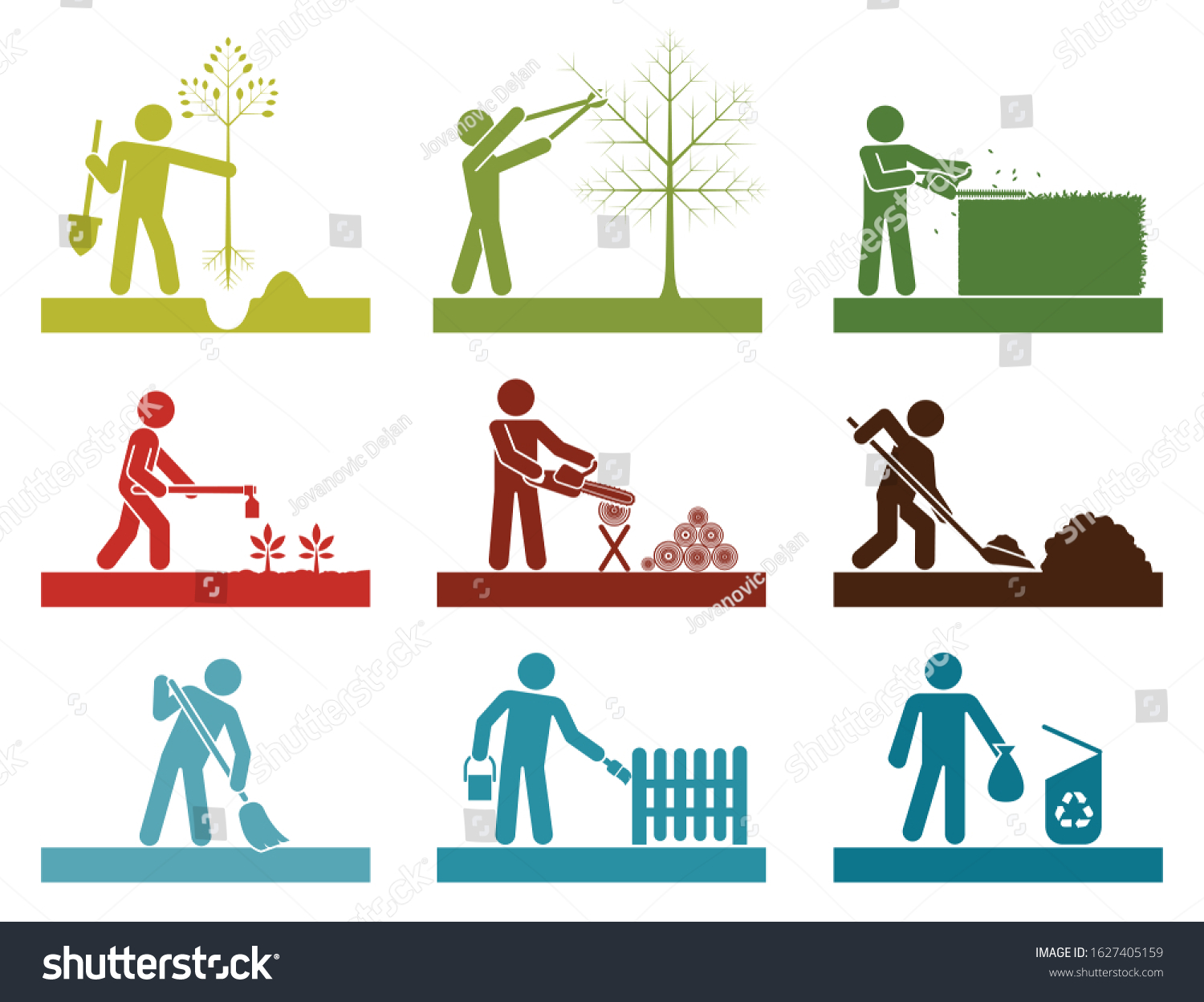Pictograms Representing People Doing Different Backyard Stock Vector ...