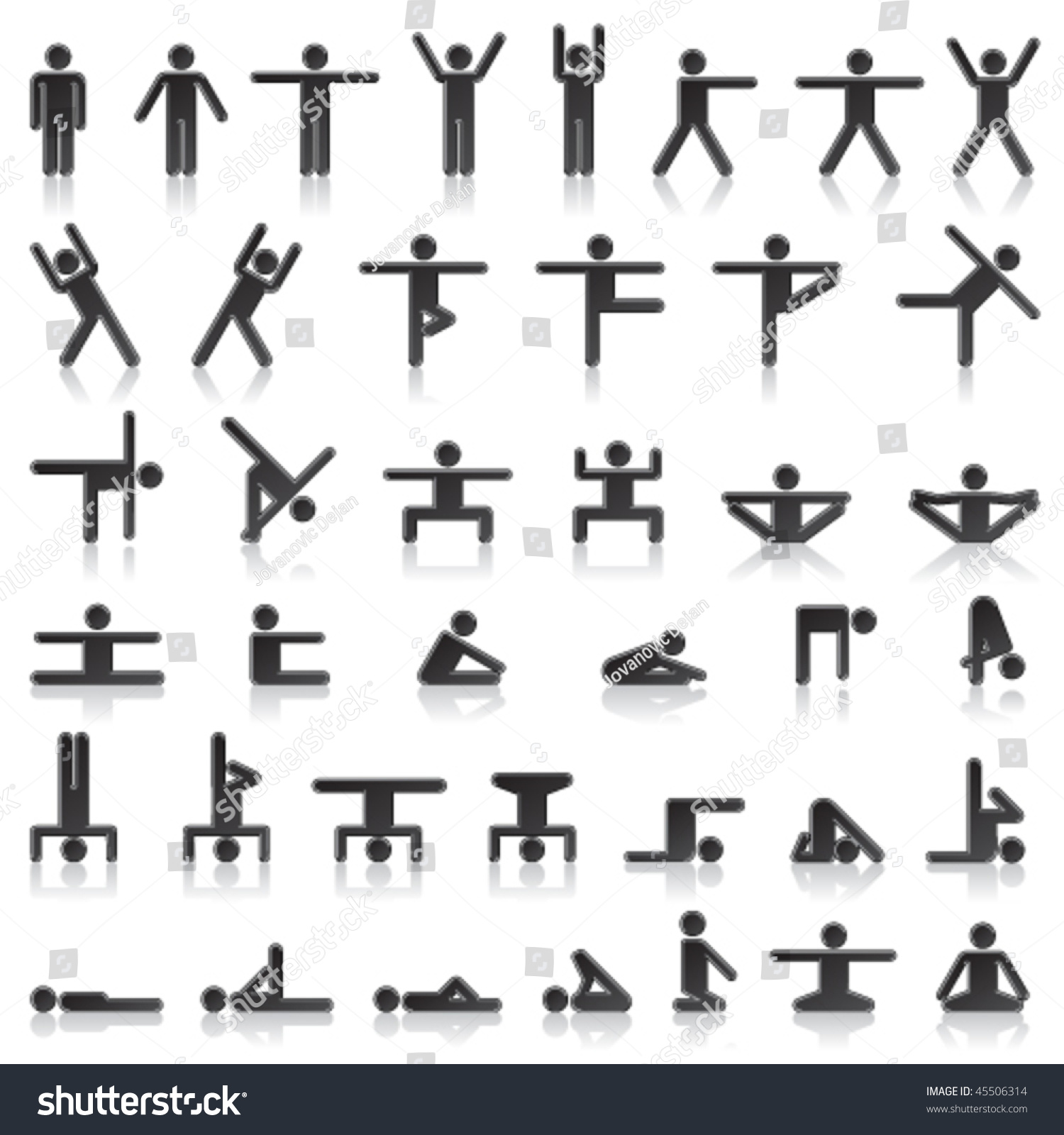 Pictograms Which Represent Yoga Exercise Stock Vector Illustration ...