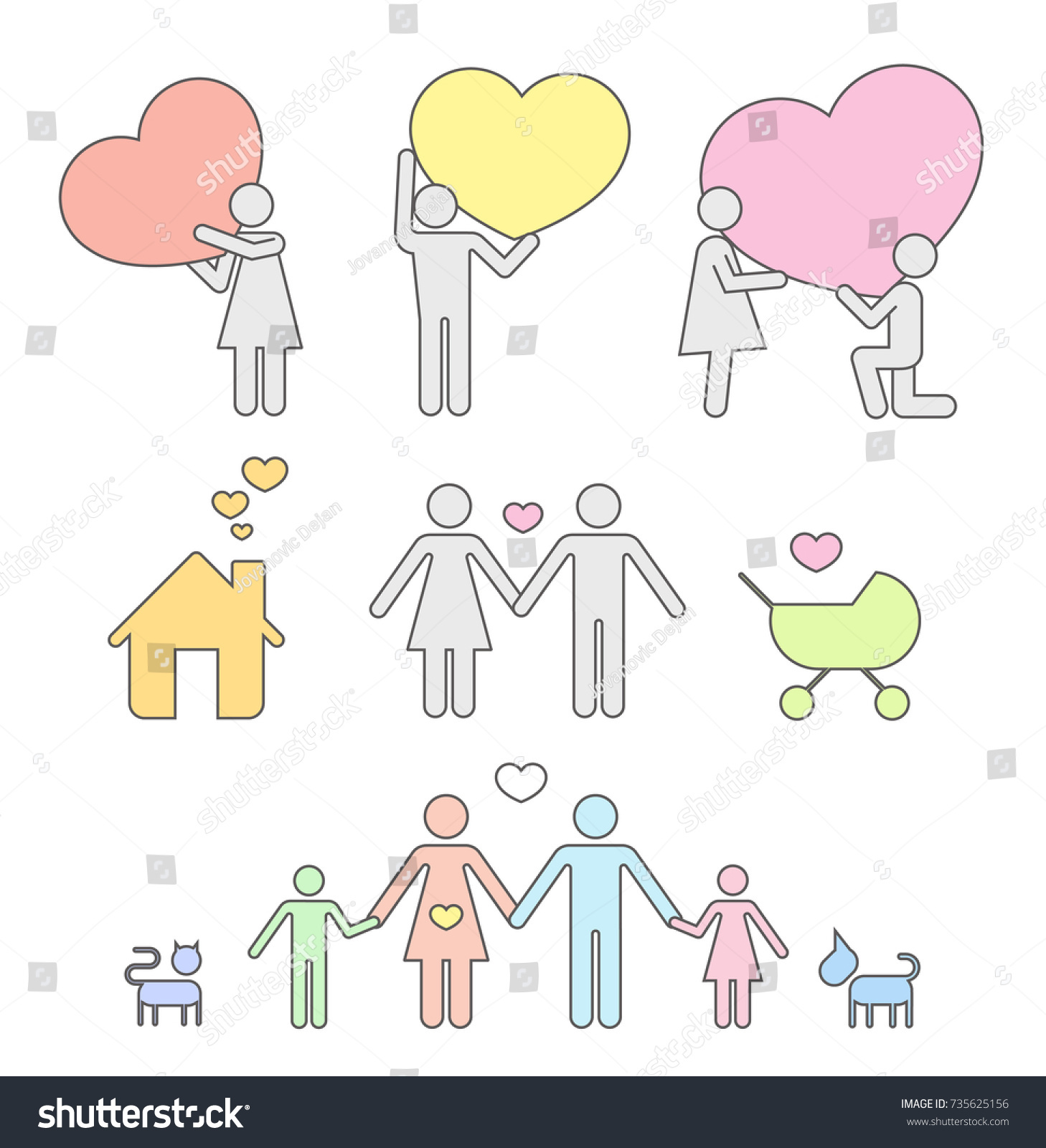 Pictograms Which Represent Young Couple Stock Vector (Royalty Free ...