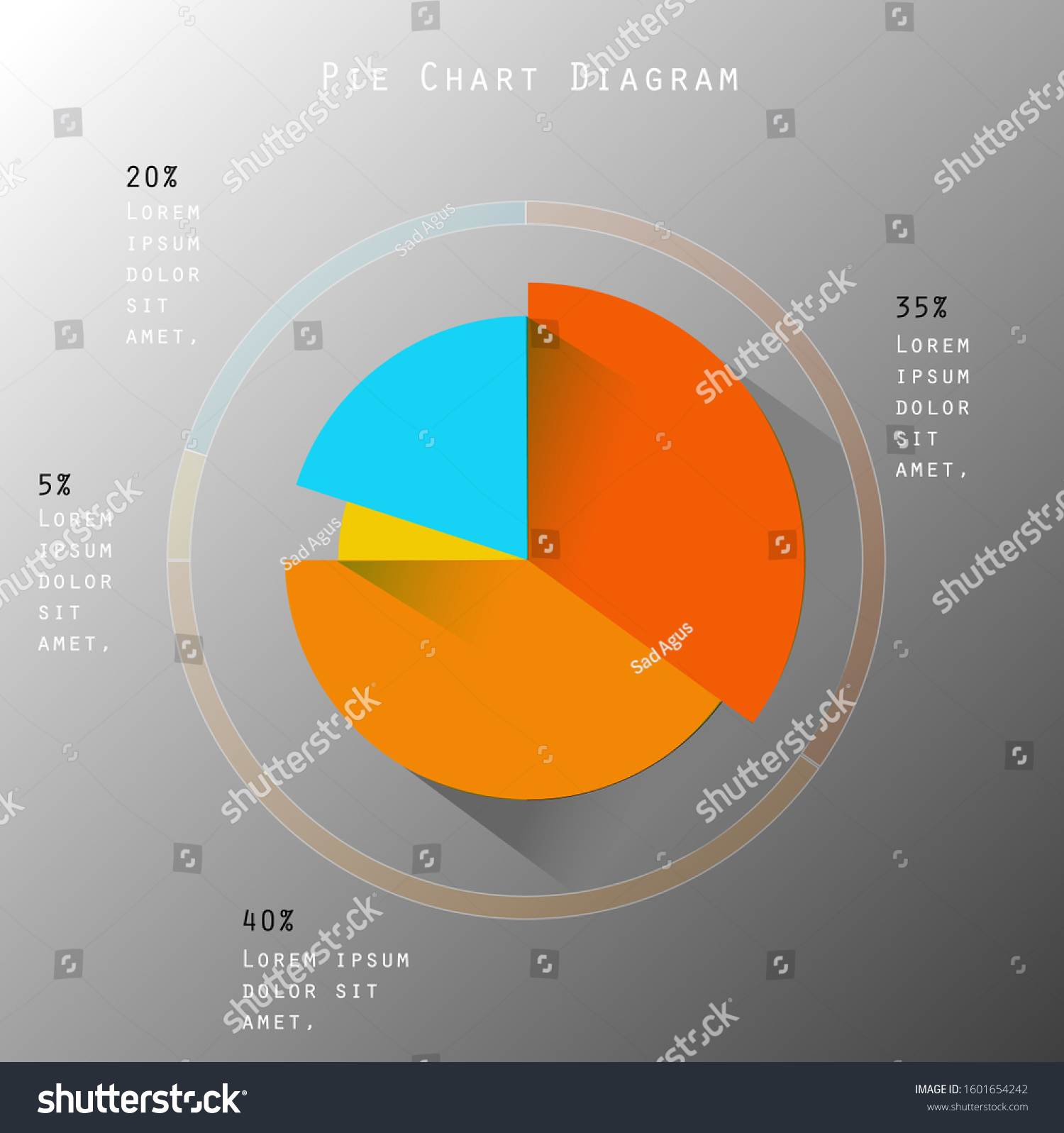 Pie Chart 3d Top View Vector Stock Vector (Royalty Free) 1601654242 ...