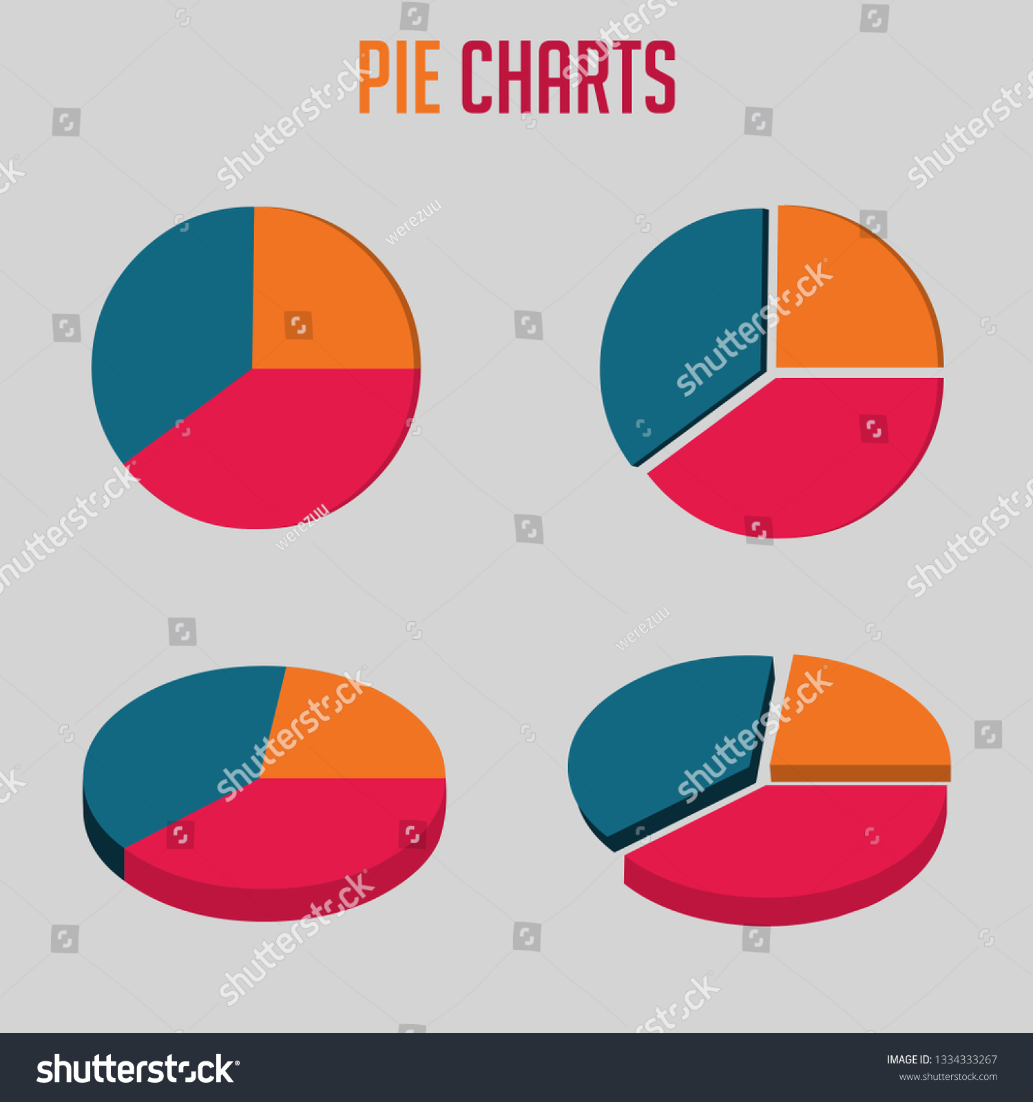 Pie Charts Vector Illustration Stock Vector (Royalty Free) 1334333267