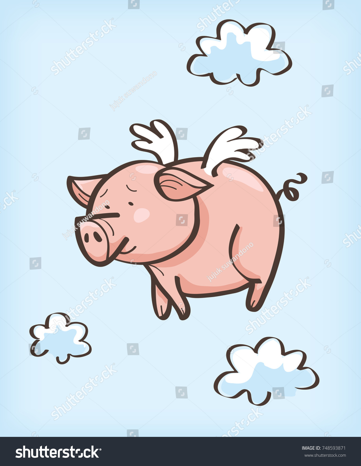 Pig Cartoon Flying Stock Vector (Royalty Free) 748593871
