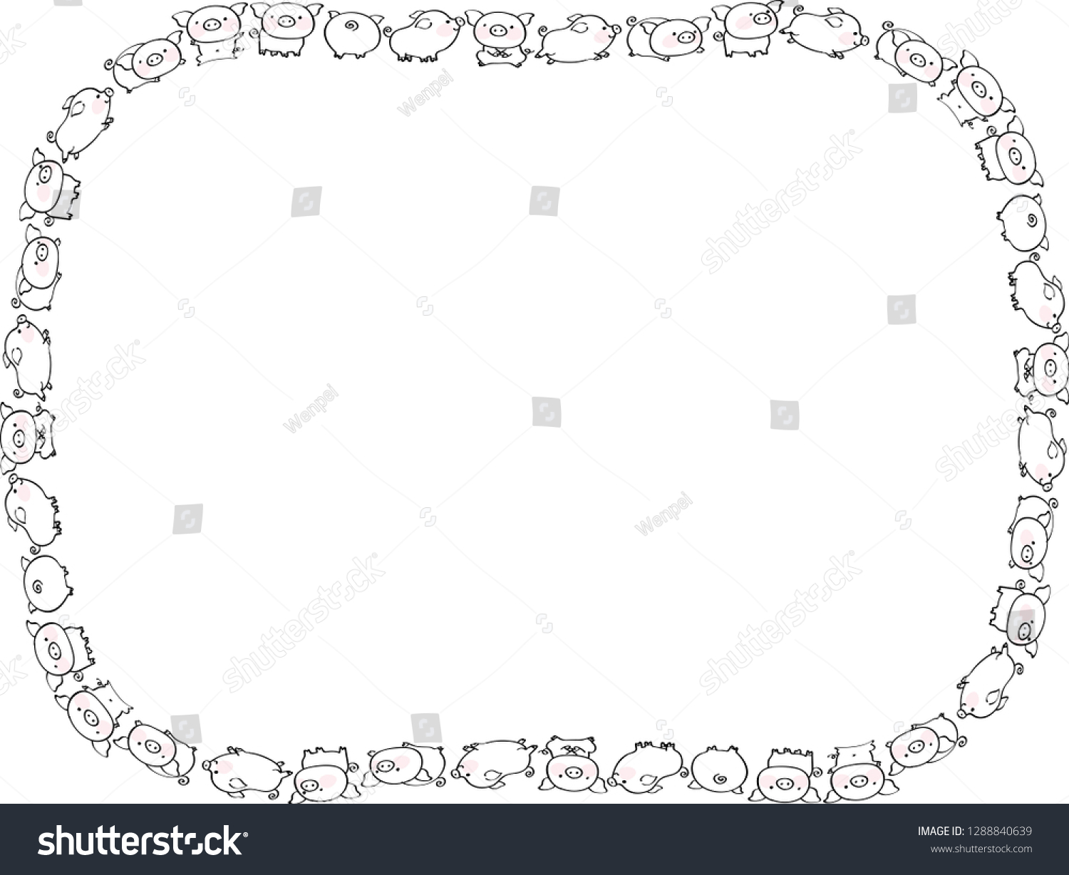 Pig Design Border Vector: vector de stock (libre de regalías) 1288840639
