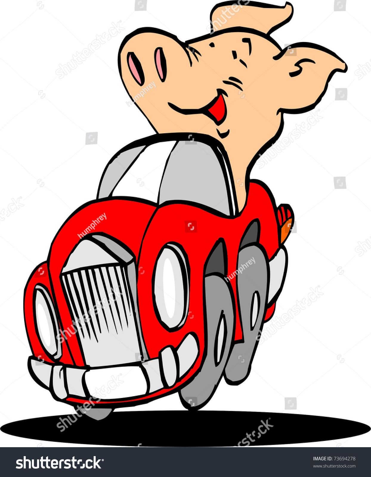 Pig Driving Car Stock Vector Illustration 73694278 : Shutterstock