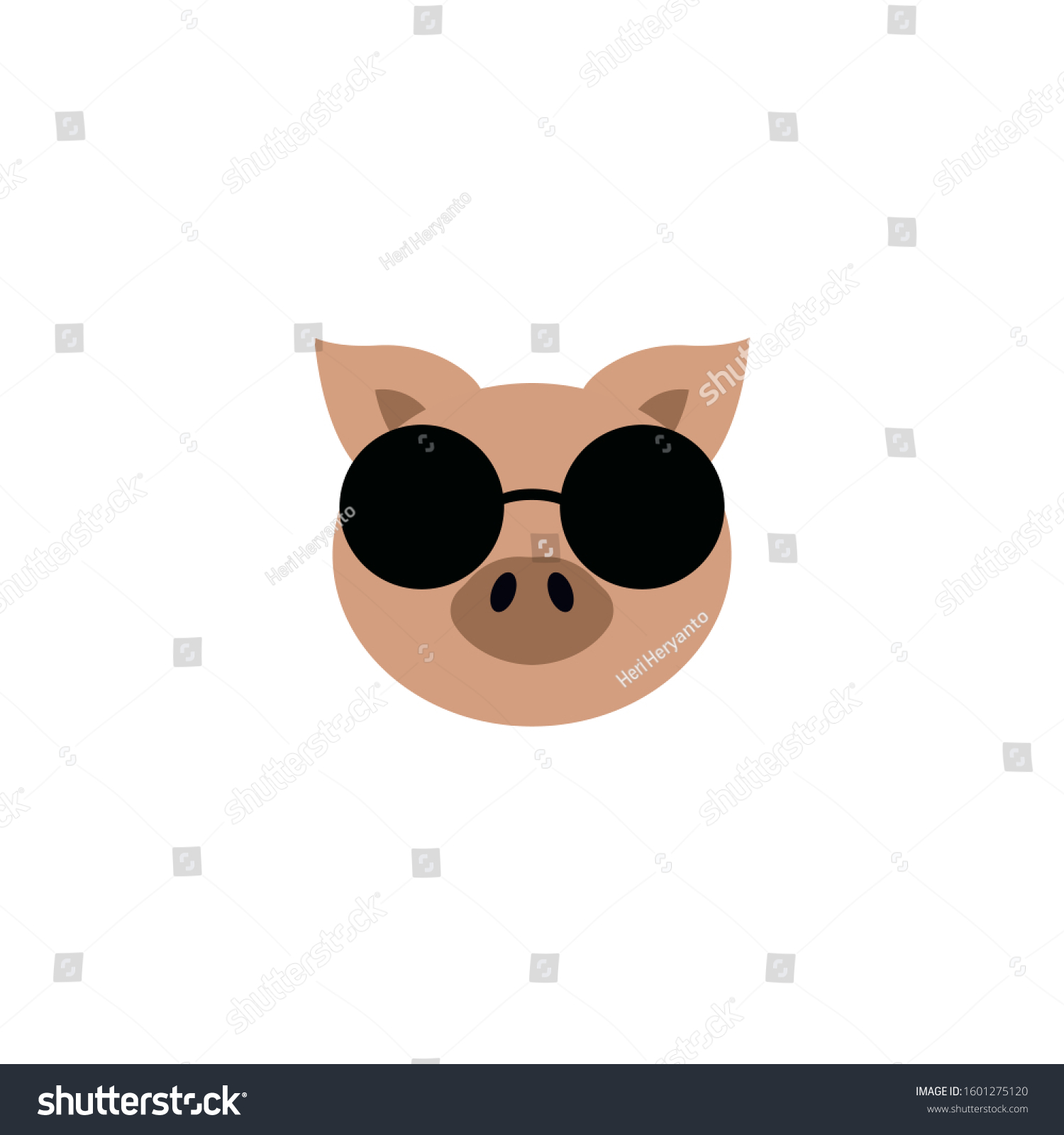 Pig Face Vector Illustration Cool Pig: vector de stock (libre de ...