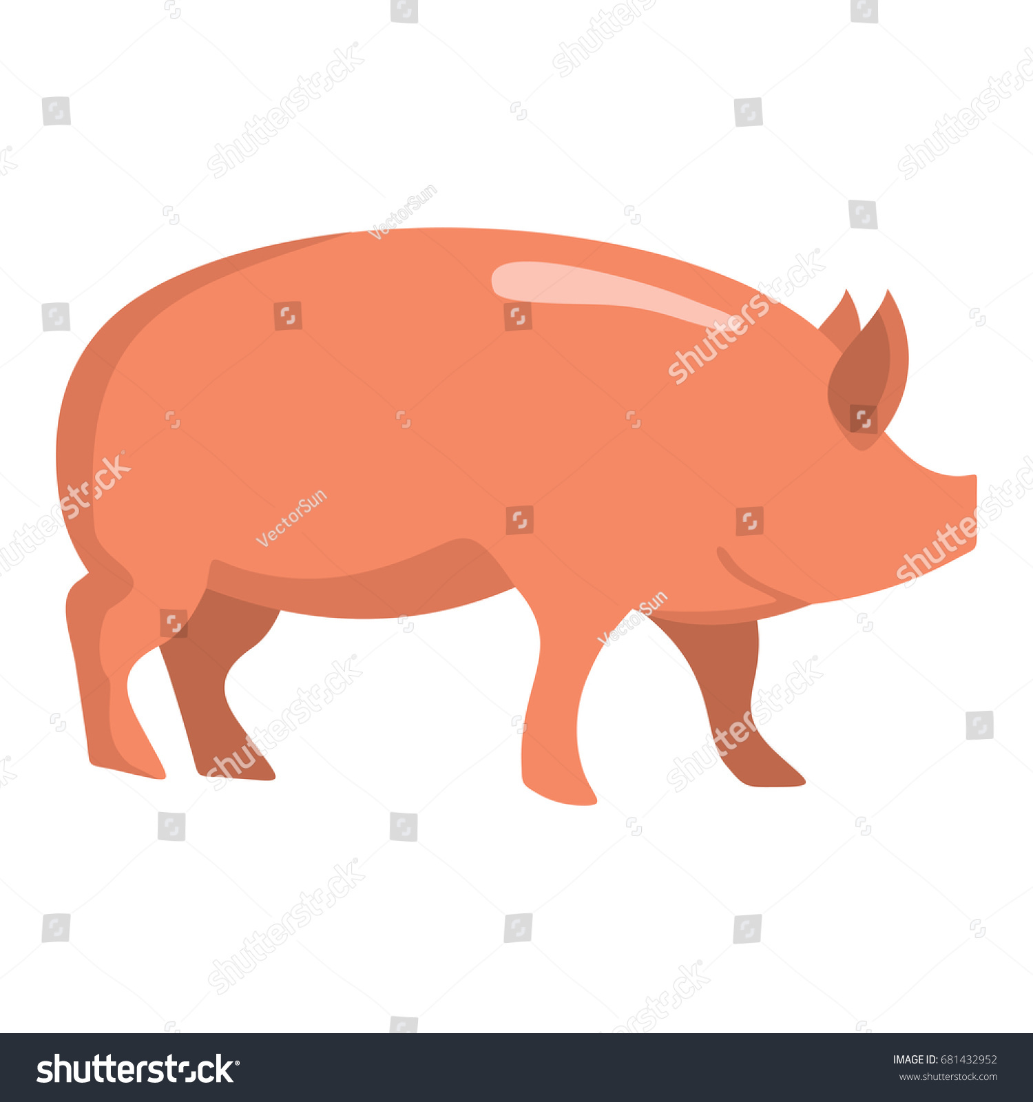 Pig Flat Cartoon Icon Stock Vector (Royalty Free) 681432952