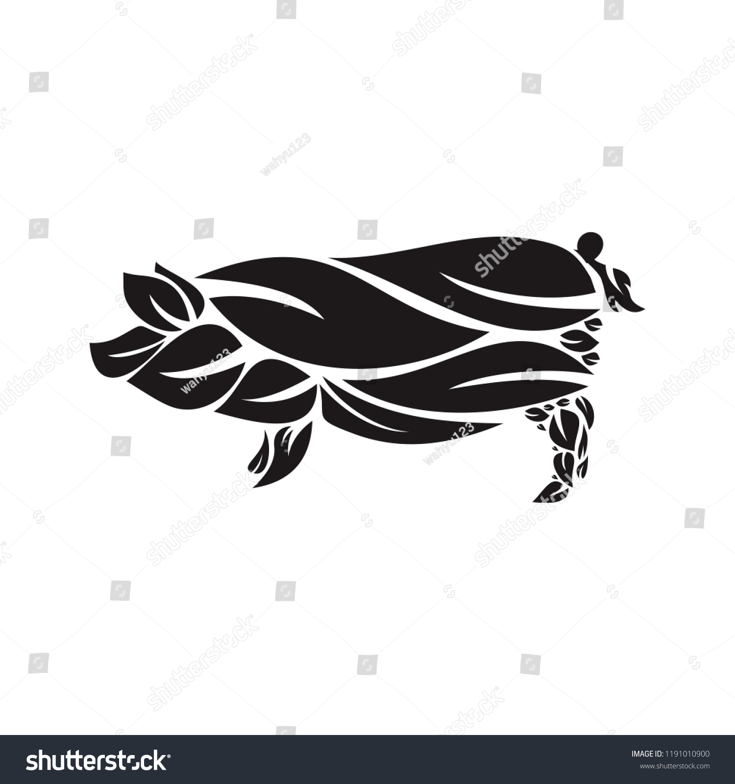 Pig Leaf Character: vector de stock (libre de regalías) 1191010900 ...