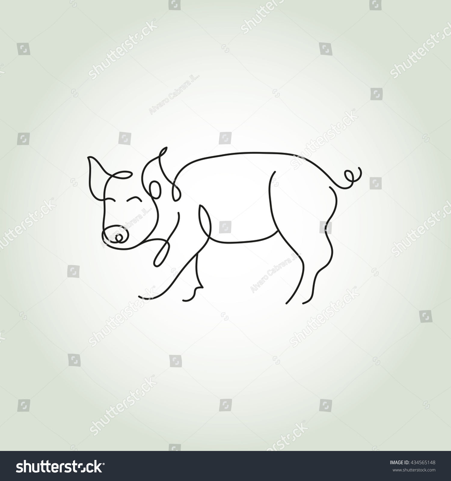 Pig Line Art Vector Illustration Stock Vector 434565148 - Shutterstock